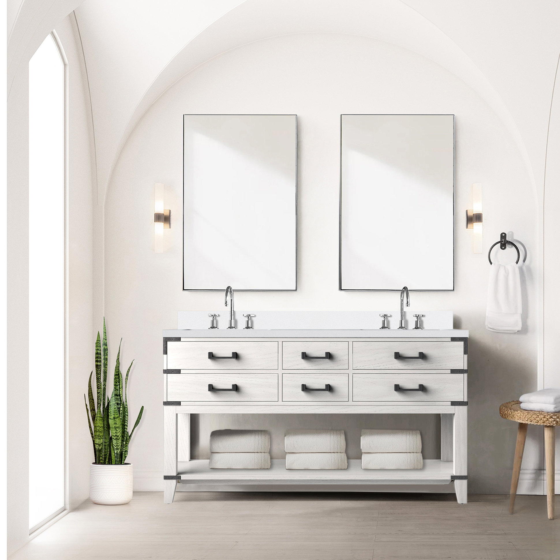 One Allium Way Double Bath Vanity 60" X 22" - Cultured Marble Top ...