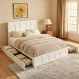 Gracie Oaks Modern Queen Size Bed Frame With 4 Drawers, Platform Bed ...