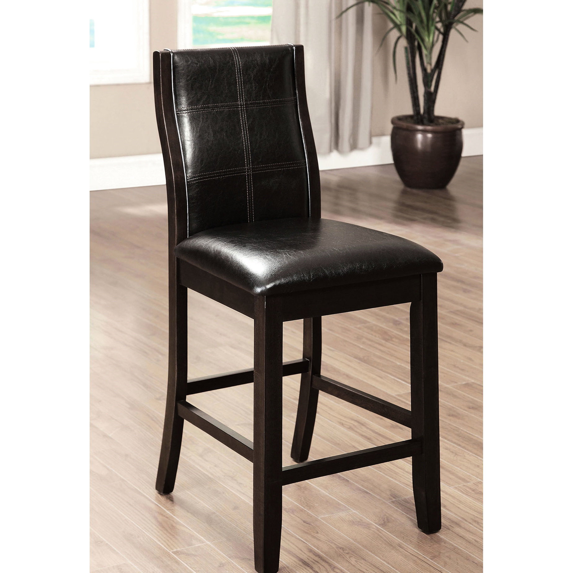 Corrigan Studio® 2Pc Brown Cherry Chairs For Counter Height Dining Area ...