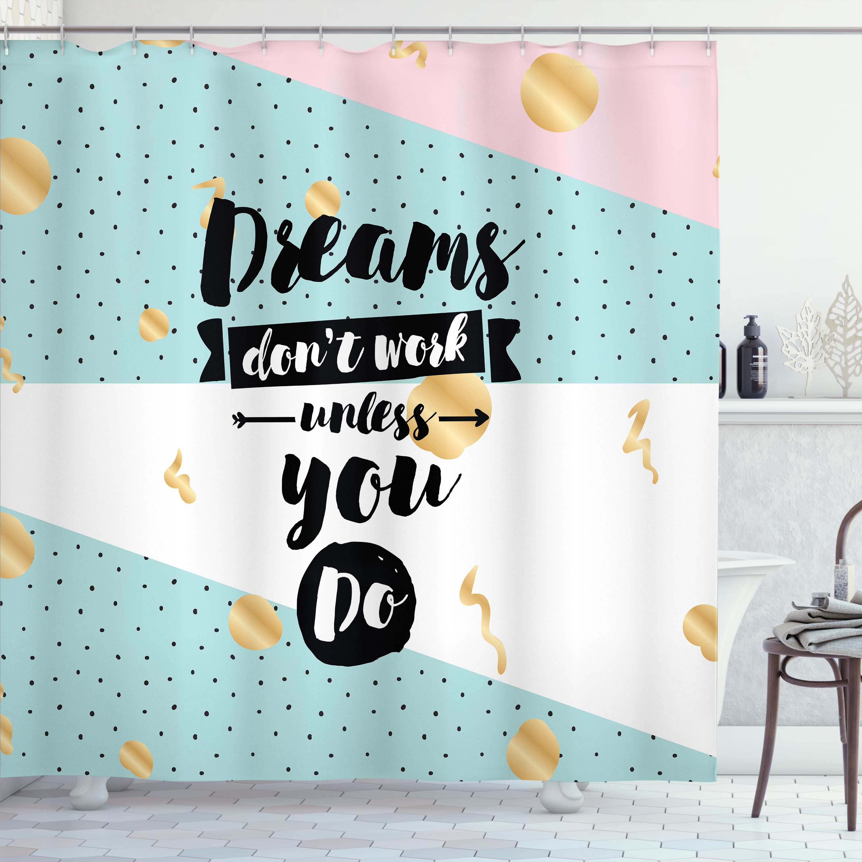 East Urban Home Dream Shower Curtain Words Abstract Hipster Retro ...