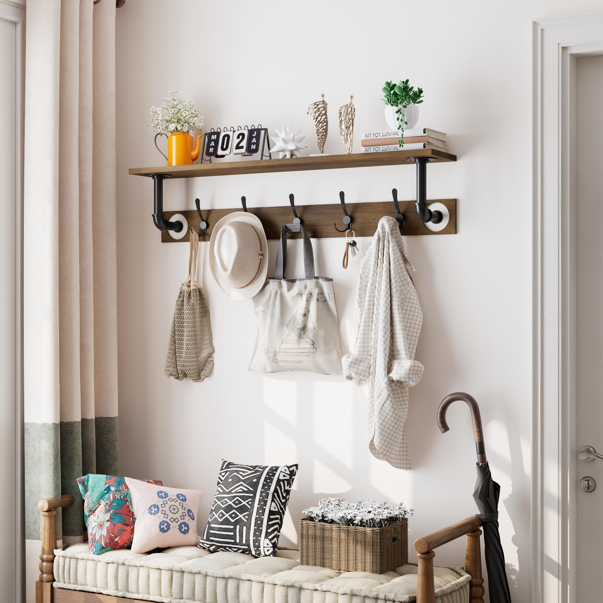 rustic pine corner shelves