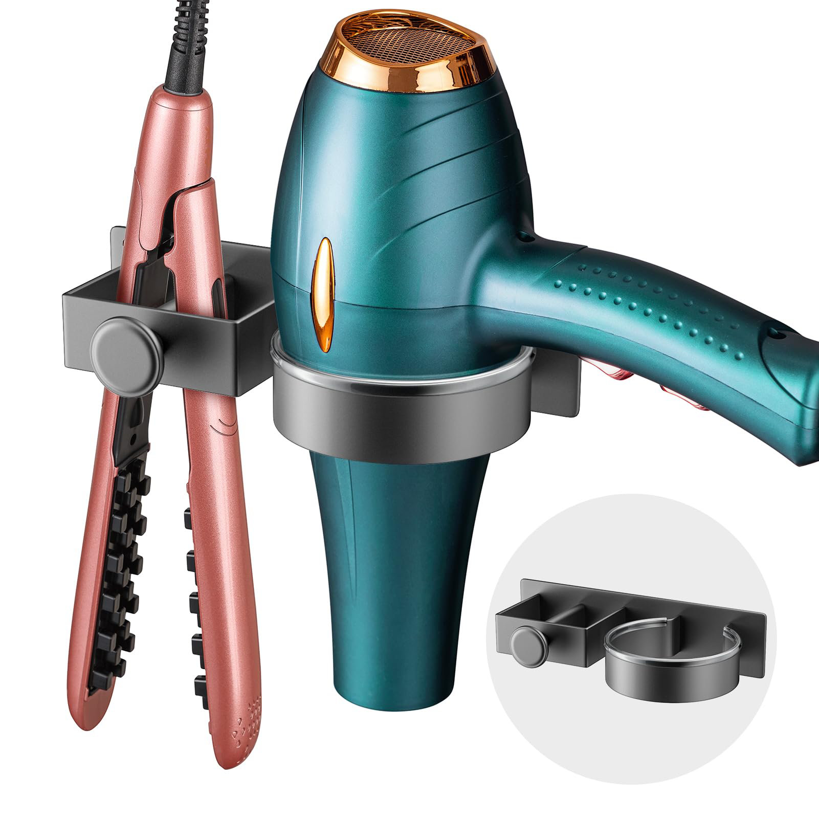 Rebrilliant Wall Mounted Hair Dryer Bracket, Self-Adhesive Metal Spiral ...
