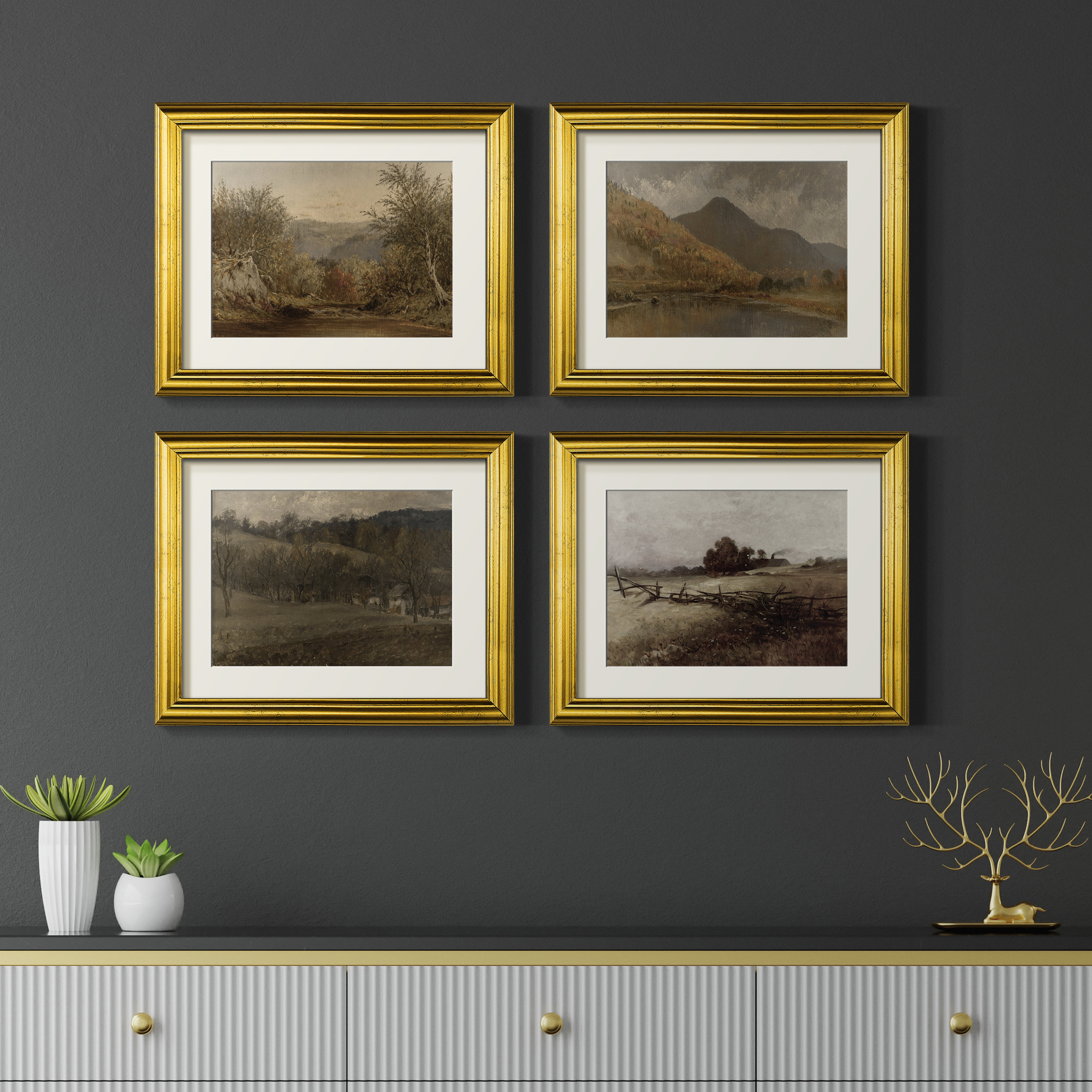 Loon Peak® Vintage Landscape LIX -4 Piece Set of Framed Prints | Wayfair