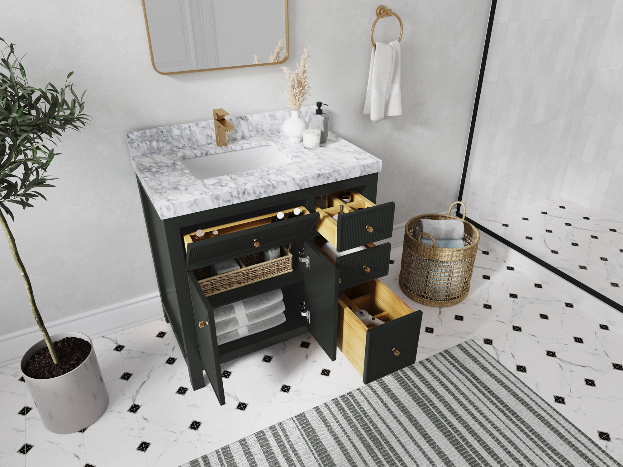 Willow Collections Sonoma 36 In. W X 22 In. D Left Offset Sink Bathroom ...