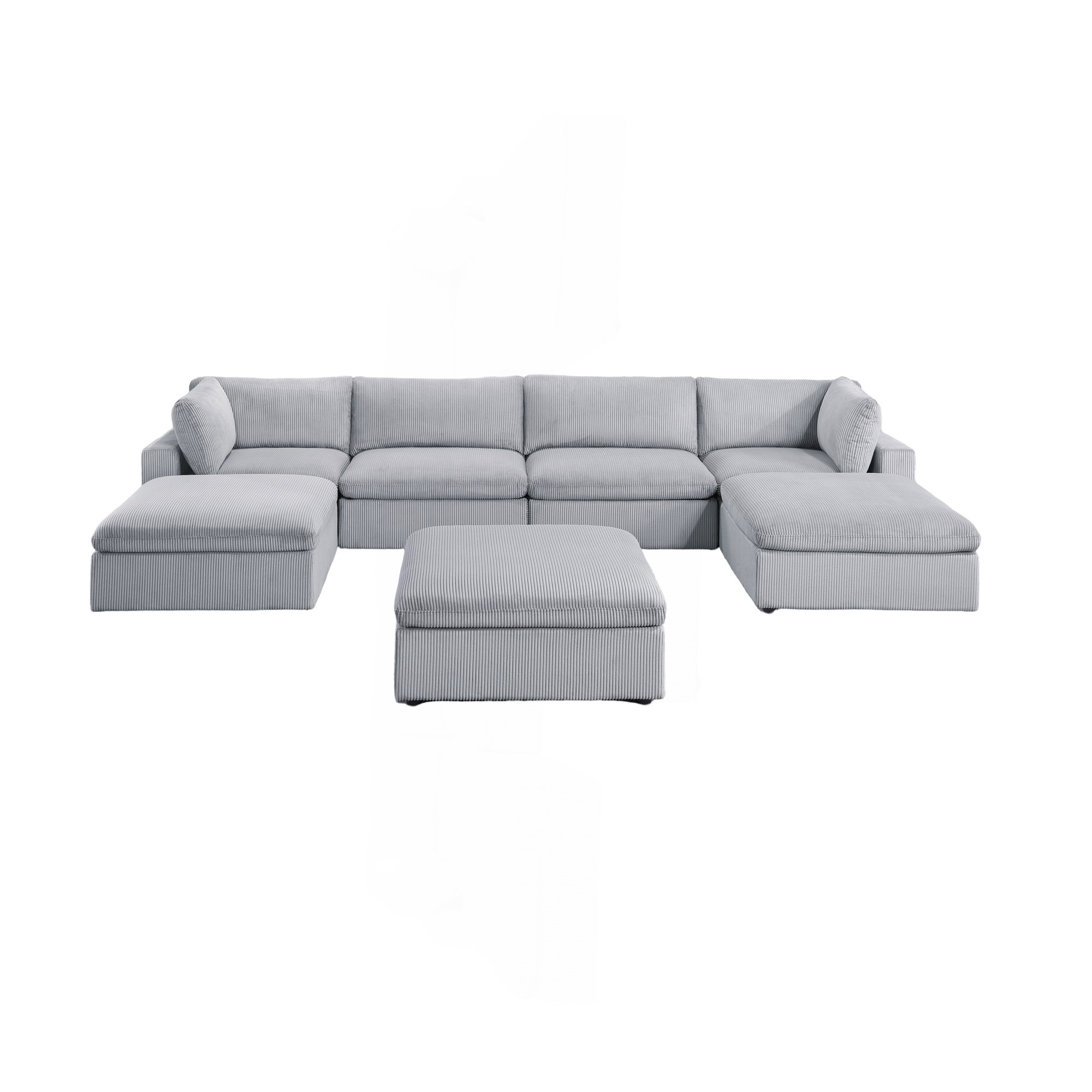 Hokku Designs Dark Gray Color 7Pc Modular Sectional Set Corduroy ...