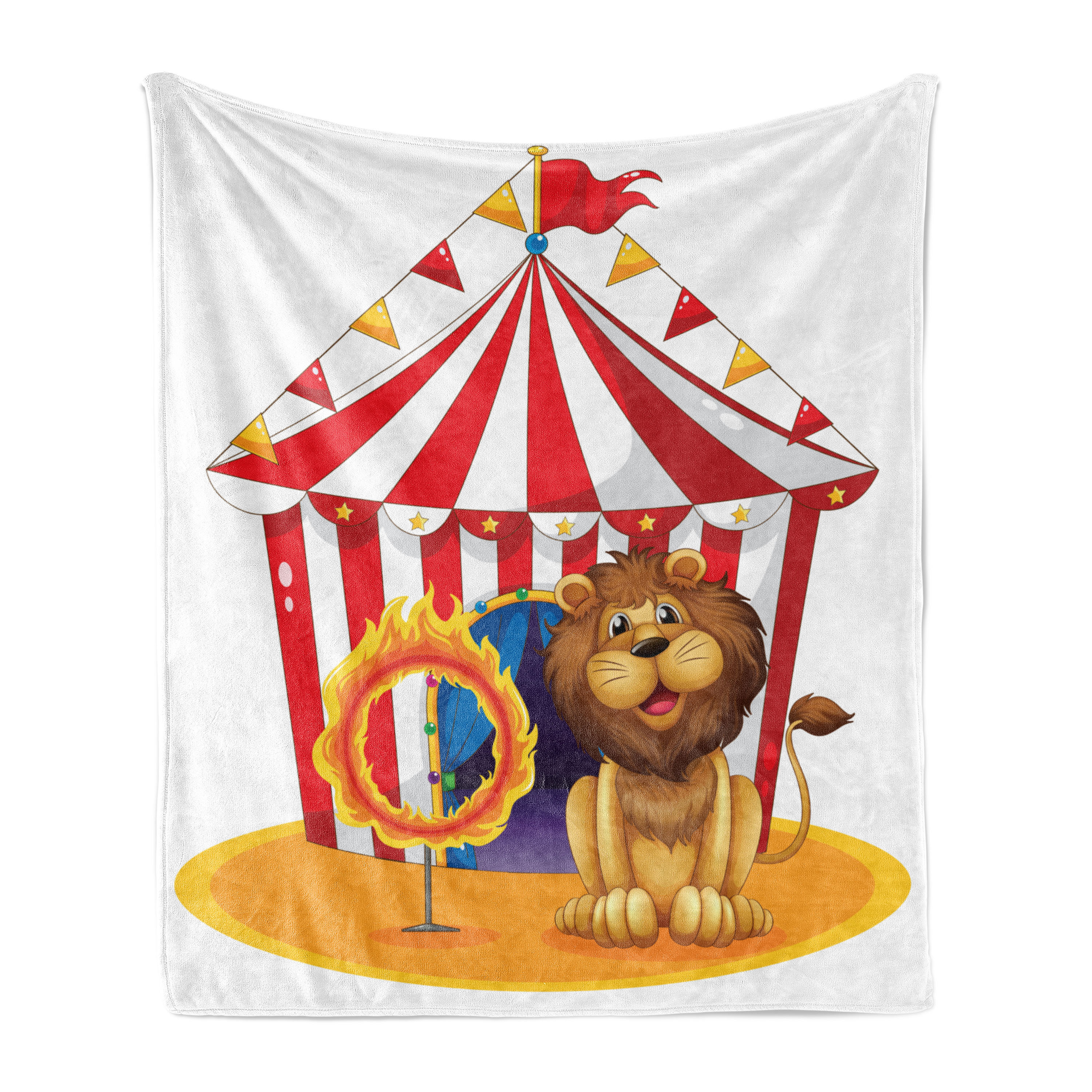 Ambesonne Lion Fleece Throw Blanket Hoop Circus Tent Illustration ...