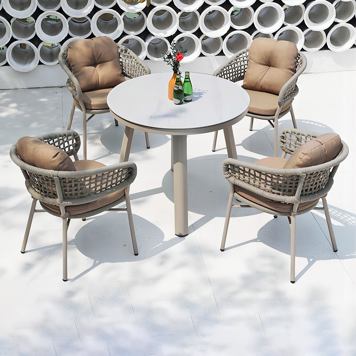 Bayou Breeze Boneva Circular 4 - Person 35.43'' L Outdoor Restaurant Lounge Dining | Wayfair
