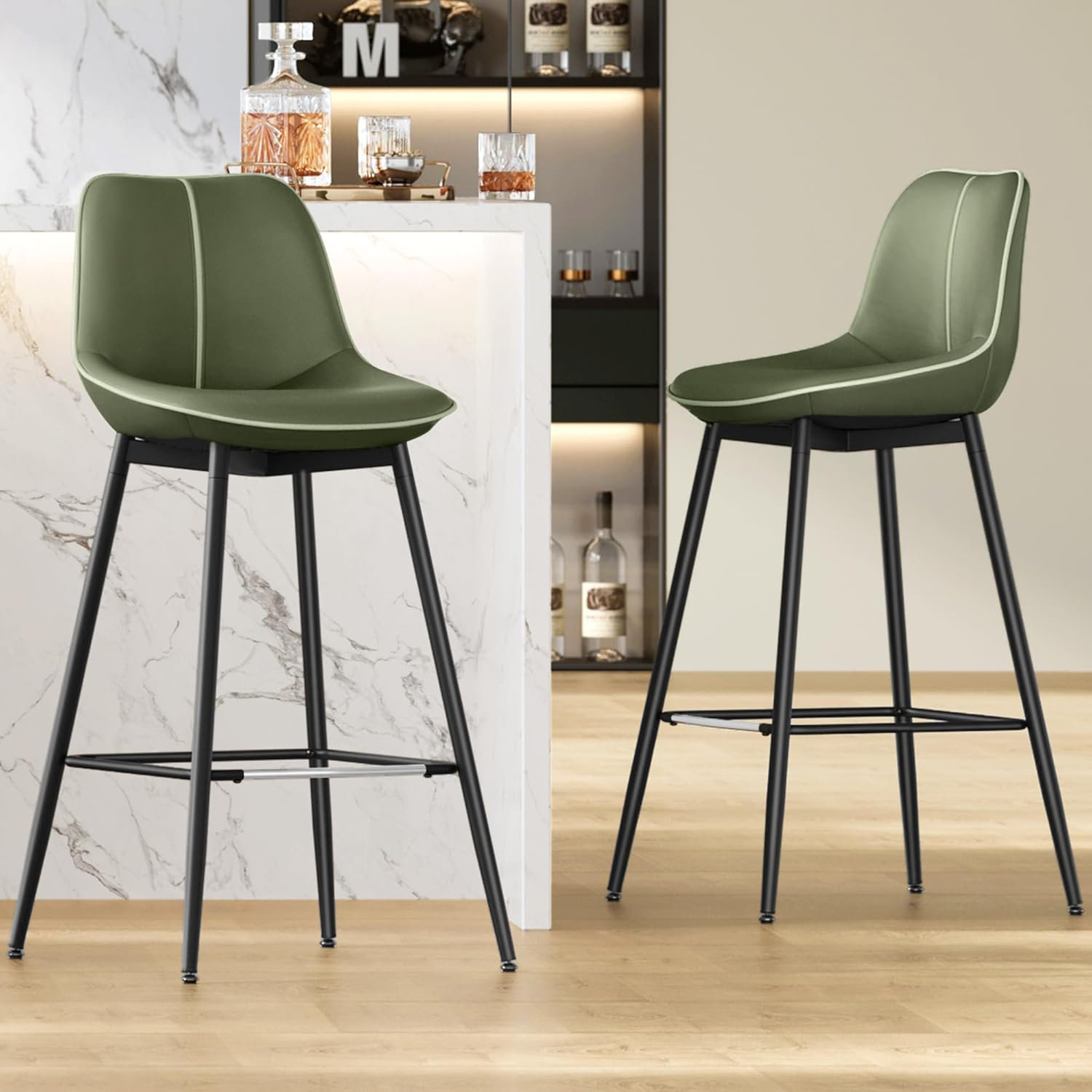 Corrigan Studio® Bar Stools Set of 2, Bar Height Bar Stools with Back ...