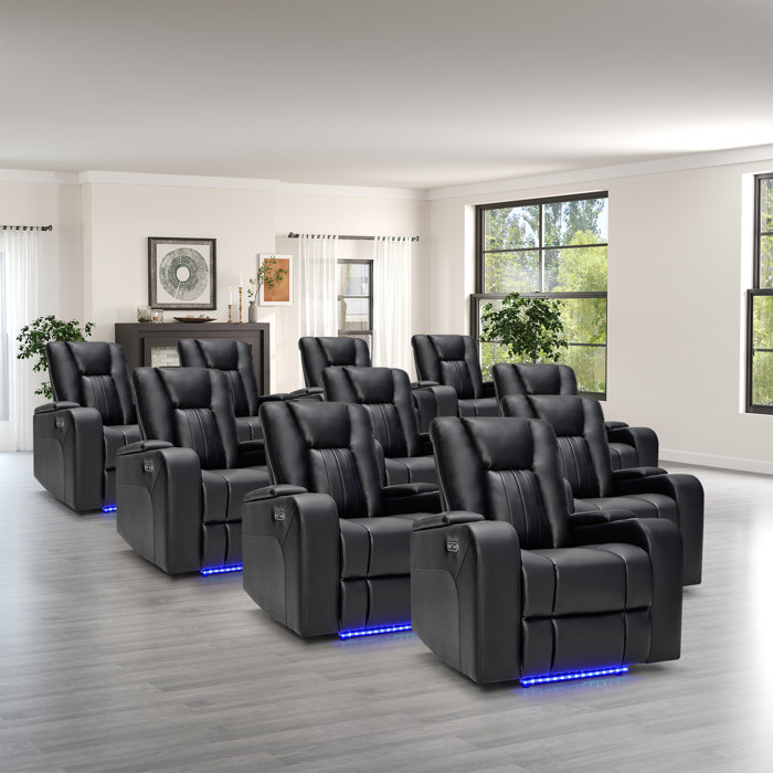 Wrought Studio 38'' Modern Upholstered Home Theater Power Recliner With ...