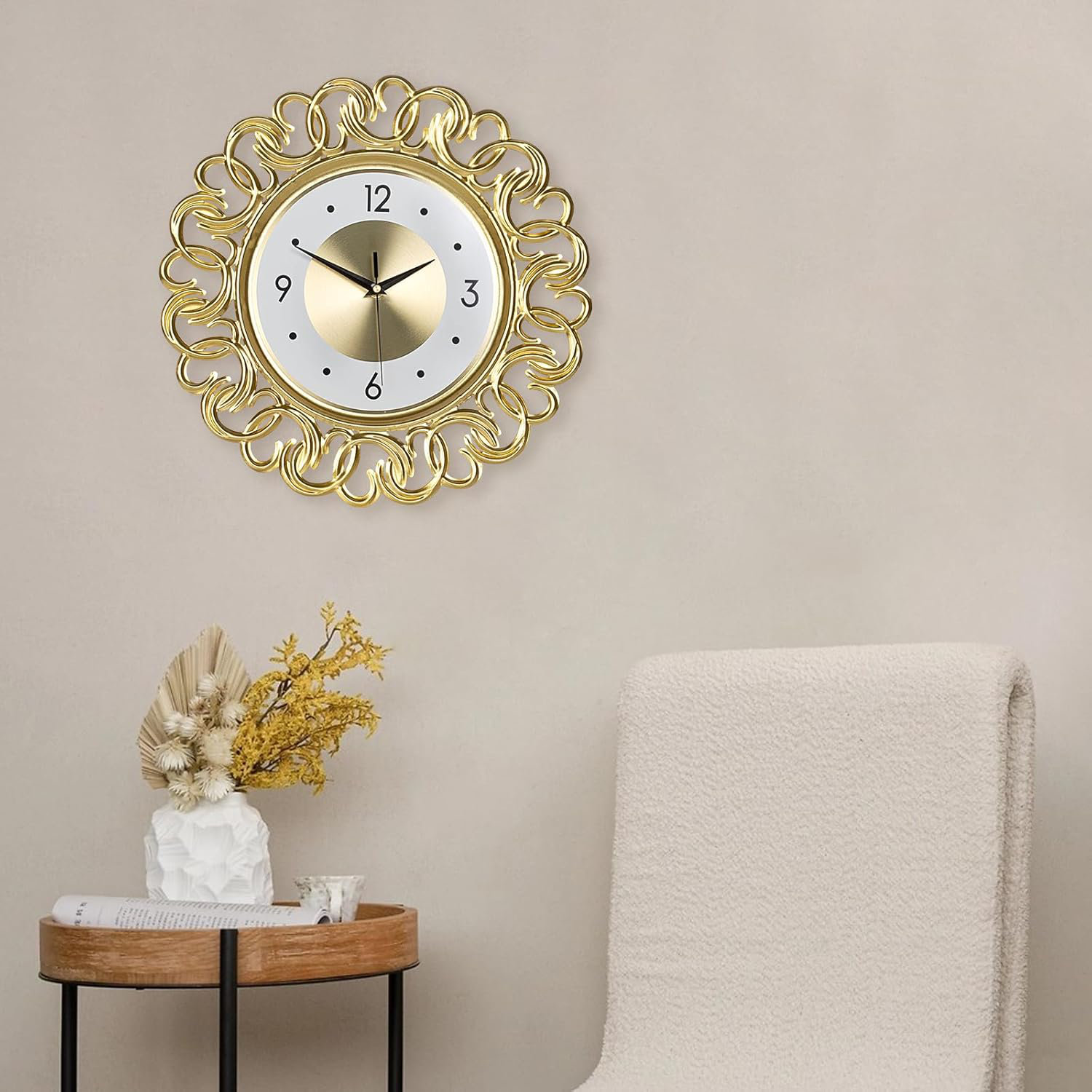 House of Hampton® 15 Inch Gold Starburst Wall Clock - Battery Operated ...