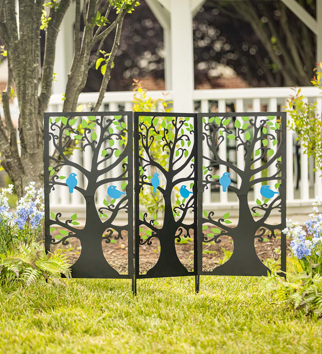 Plow & Hearth Laser-Cut Metal Bluebird Garden Screen | Wayfair