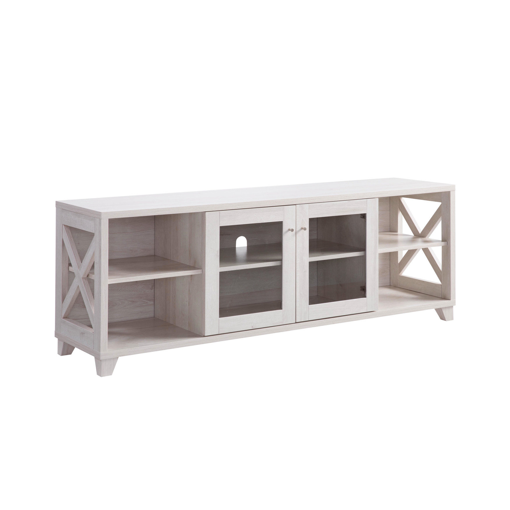 Ivy Bronx 60" Tv Stand With 4 Shelves And Transparent Cabinet For Large ...
