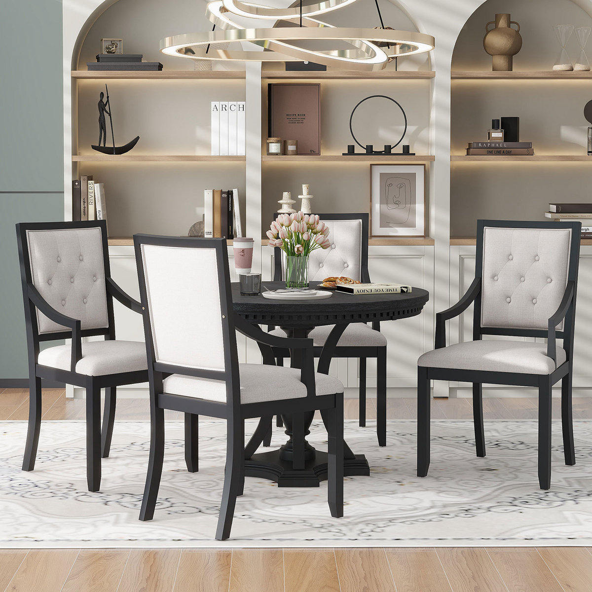 Ophelia & Co. Retro 5-Piece Dining Set Extendable Round Table And 4 ...