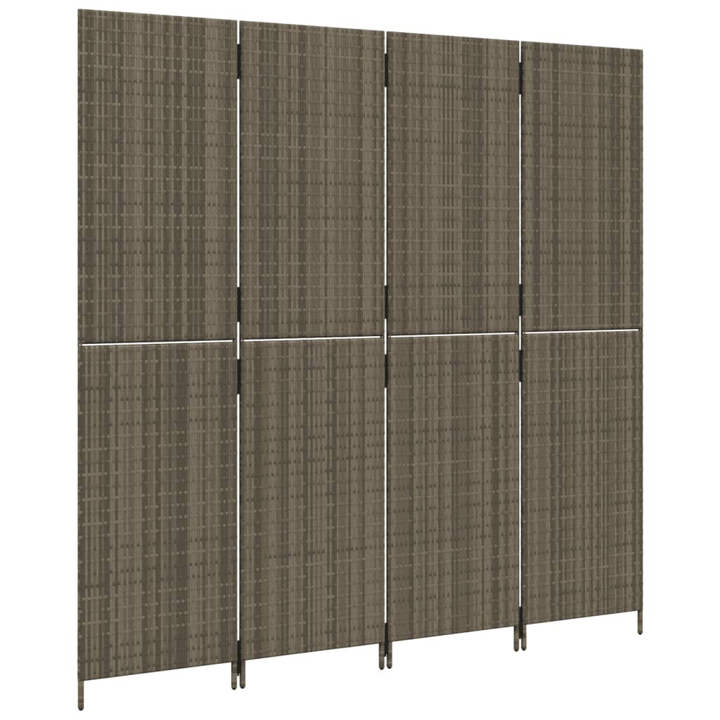 Red Barrel Studio® Room Divider 4 Panels Gray Poly Rattan | Wayfair