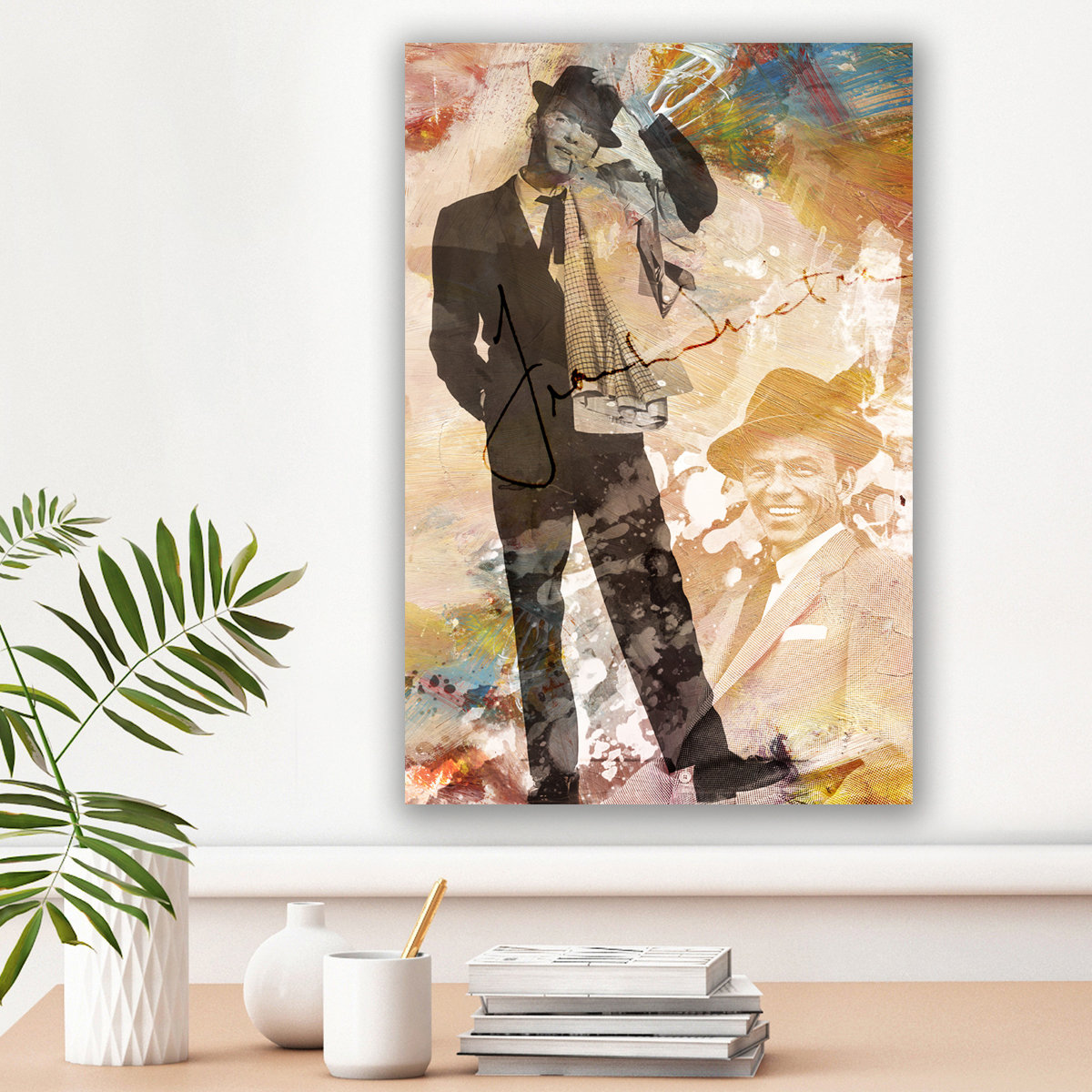 Wrought Studio™ Iconic Frank Sinatra - Graphic Art Print on Glass | Wayfair