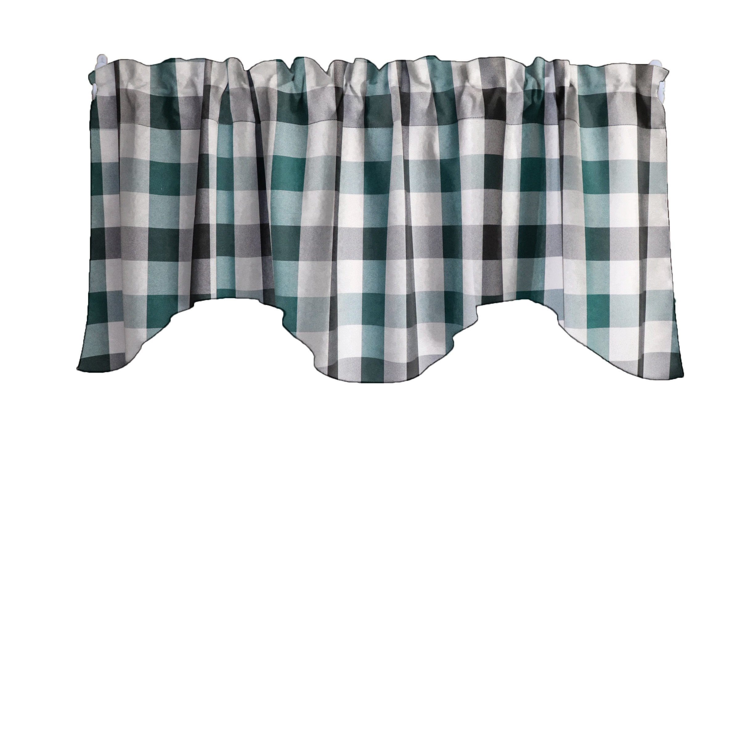Gracie Oaks Rhyen Checkered Scalloped 58" Window Valance | Wayfair