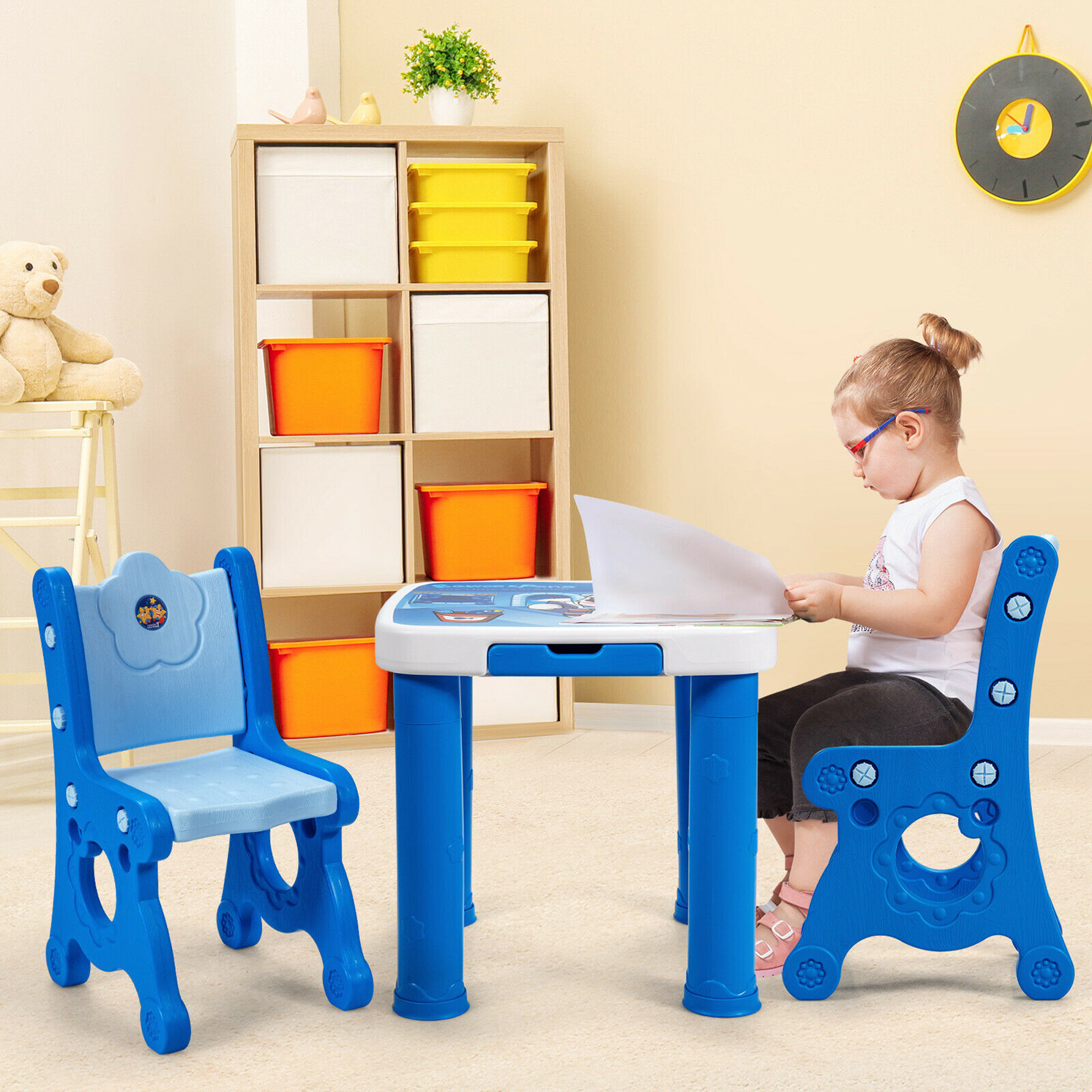 Zoomie Kids Mahar Kids 3 Piece Play Table and Chair Set | Wayfair