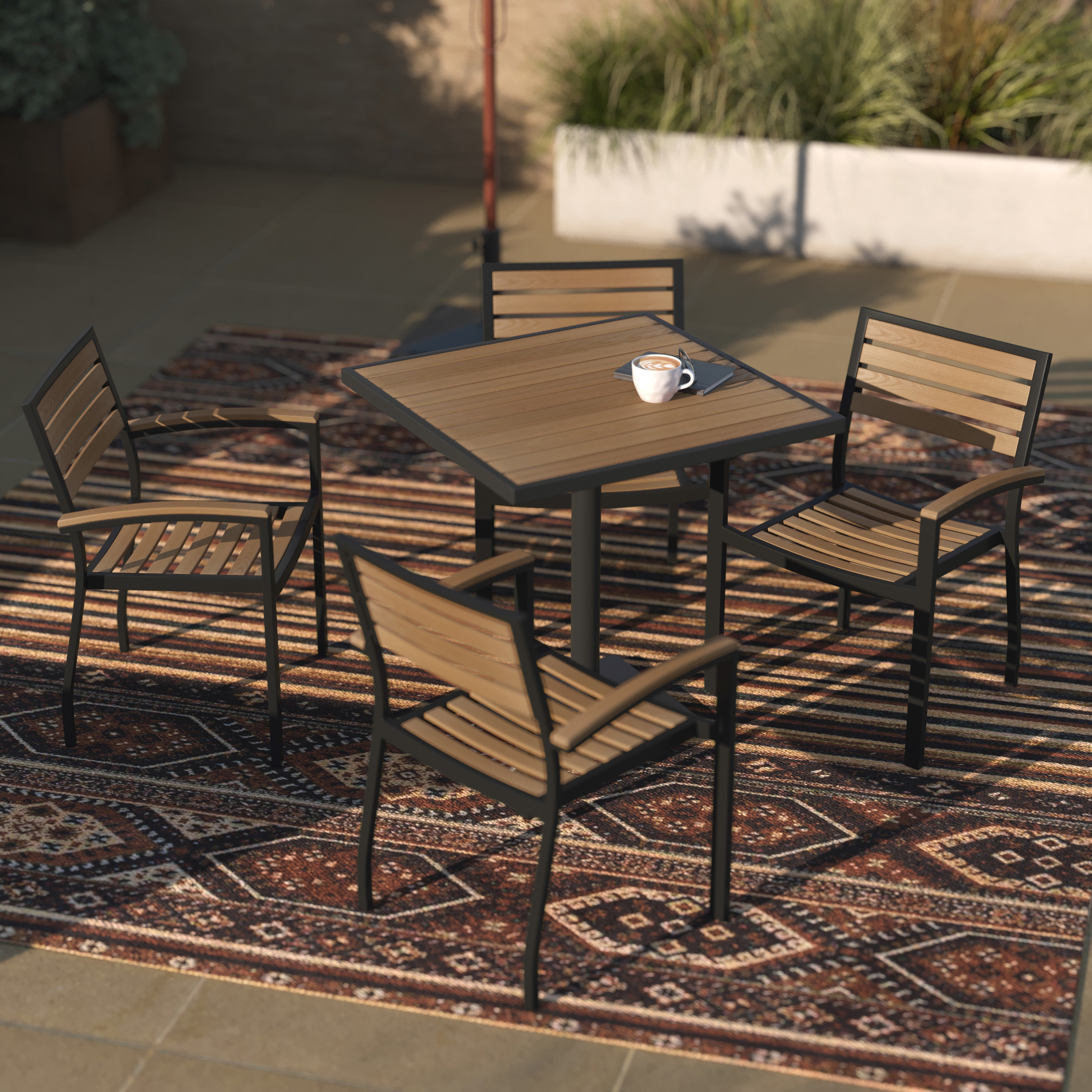 Taylor & Logan 4 - Person Square Outdoor Dining Set | Wayfair