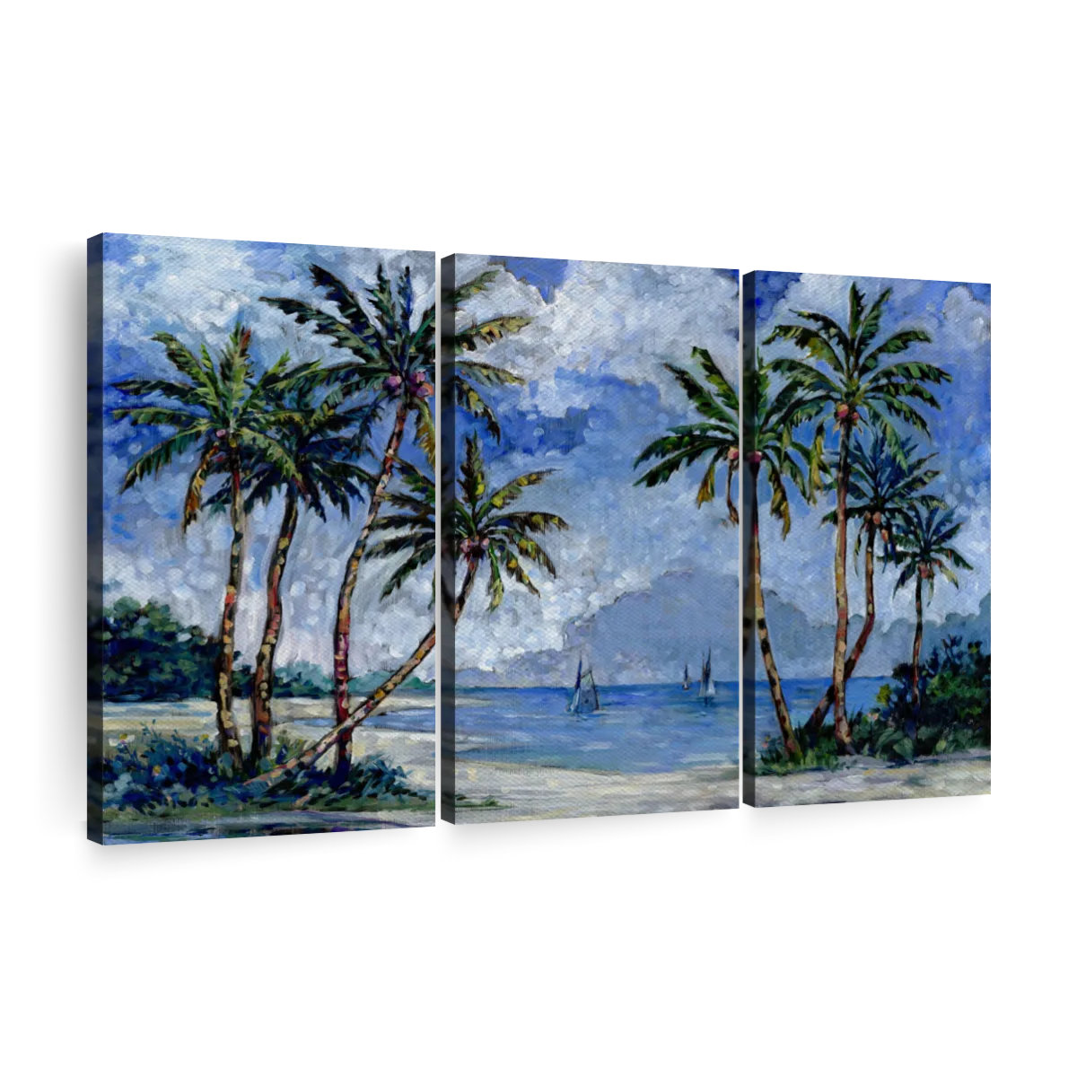 Bayou Breeze Impressions of Palms II - 3 Piece Wrapped Canvas Print ...