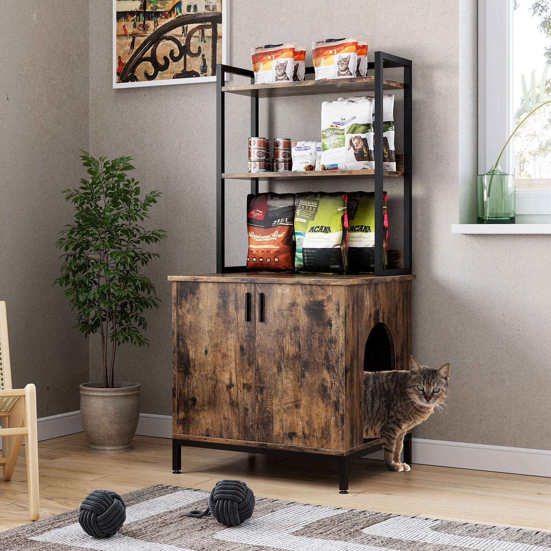 Archie & Oscar™ Liv Litter Box Enclosure, Cat Litter Box Furniture ...