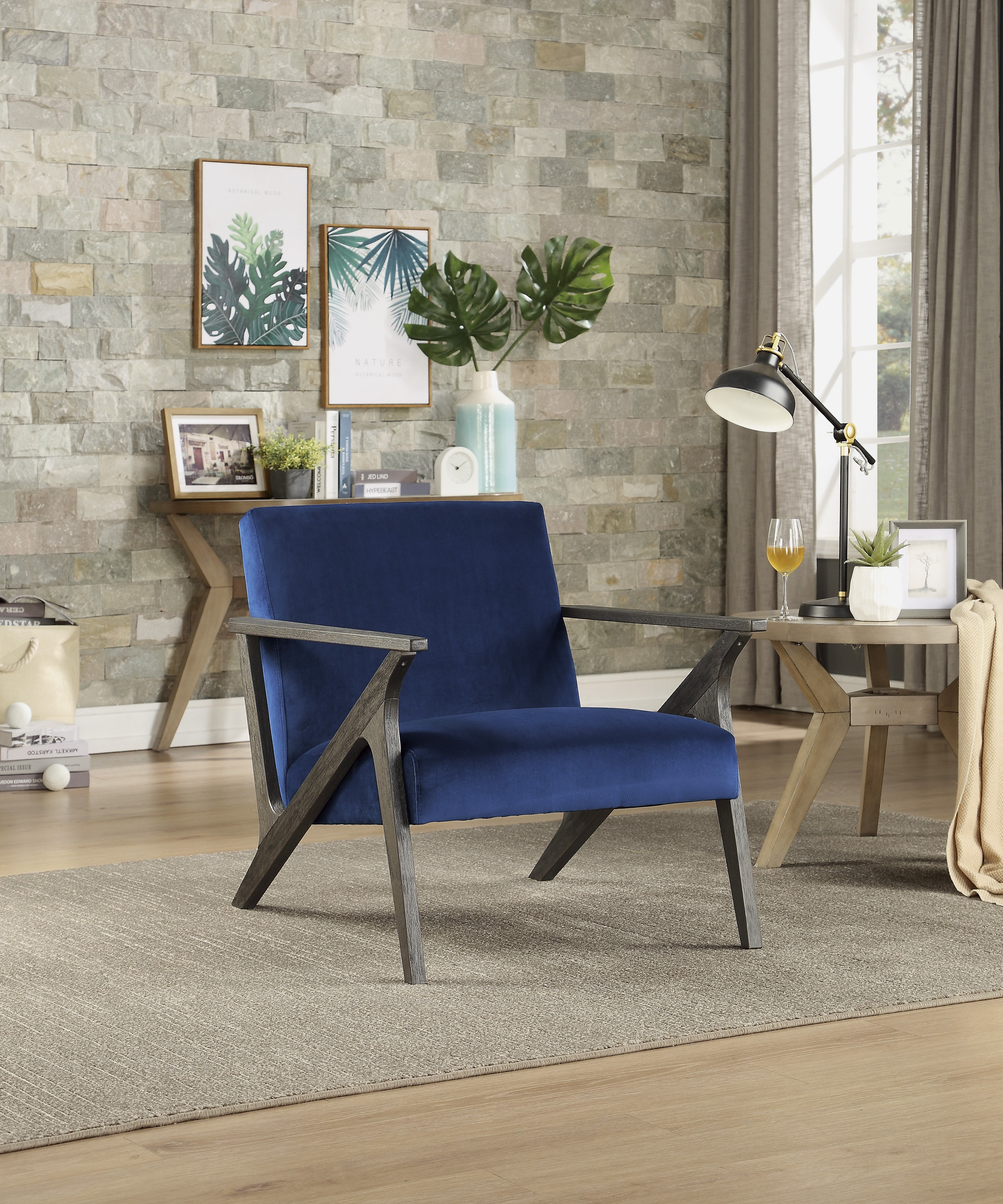 Corrigan Studio Retro Style Velvet Upholstered Accent Chair 1Pc Solid ...
