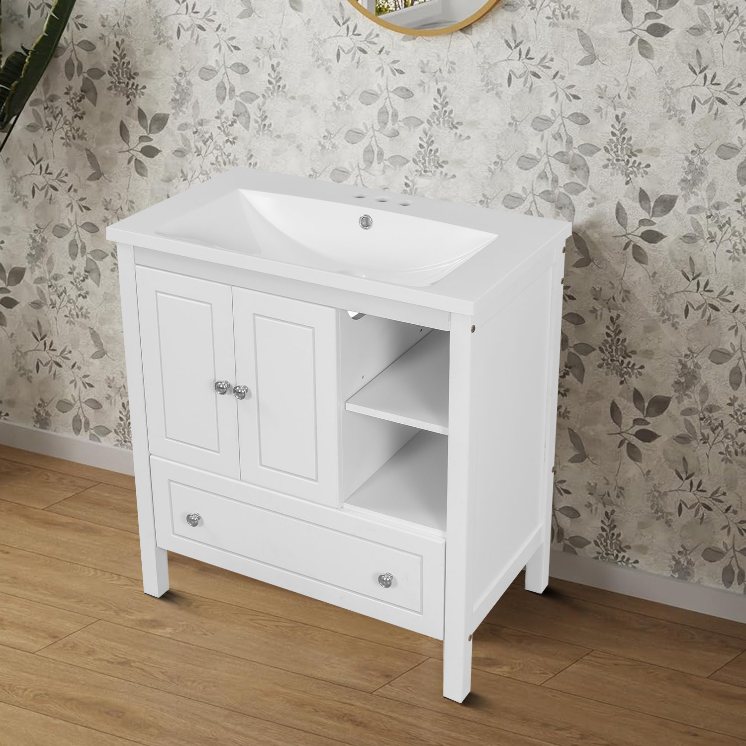 Winston Porter Raegene Modern Minimalist 30.01'' Single Bathroom Vanity ...
