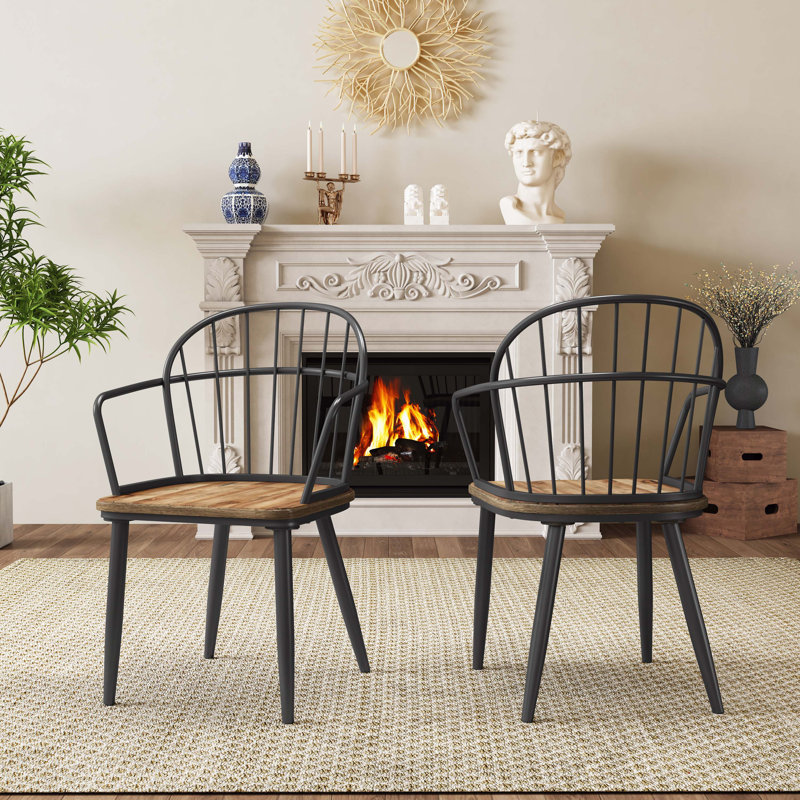 George Oliver Manthey Wood And Metal Dining Chairs | Wayfair