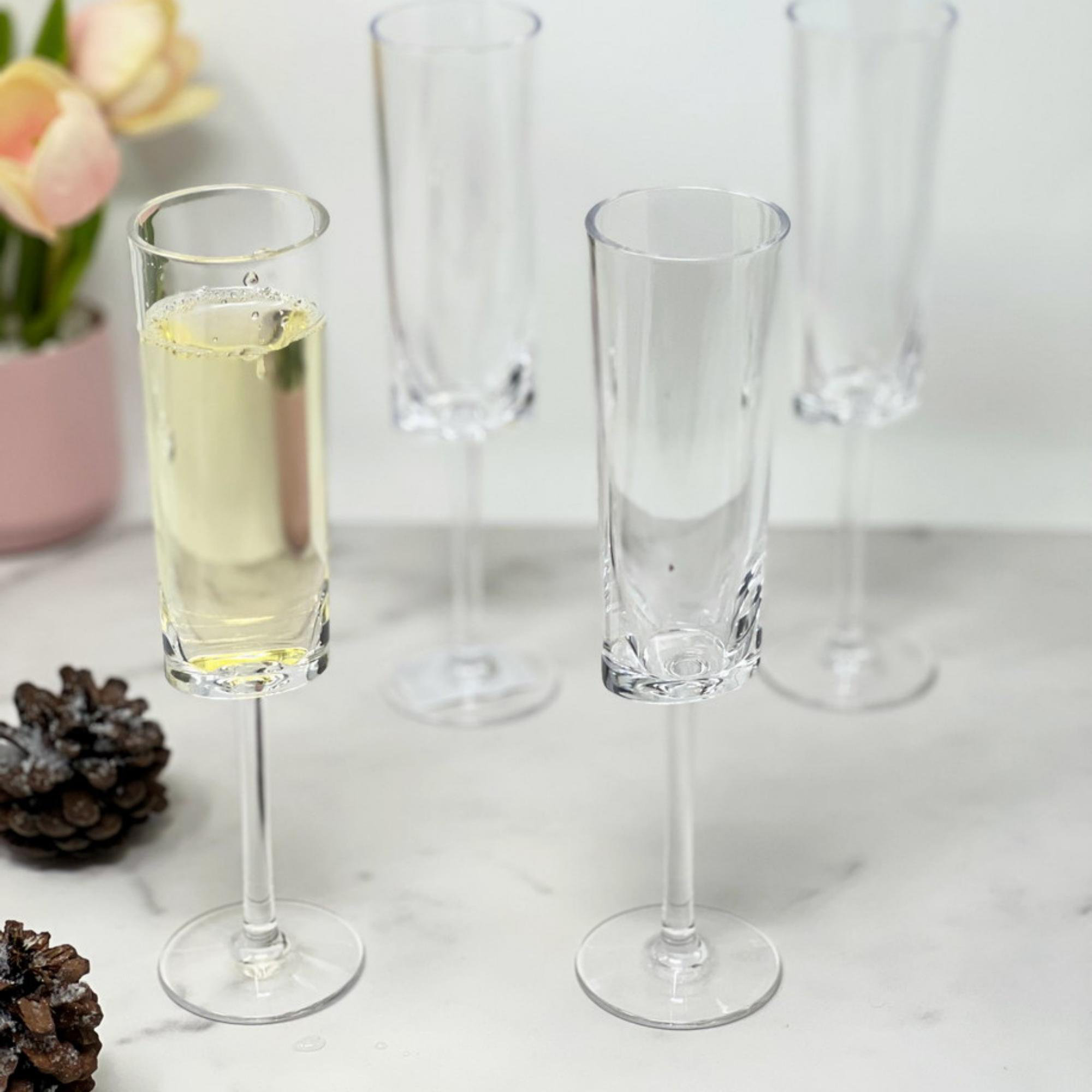 Ivy Bronx Oval Halo Plastic Champagne Flutes Set of 4 | Wayfair