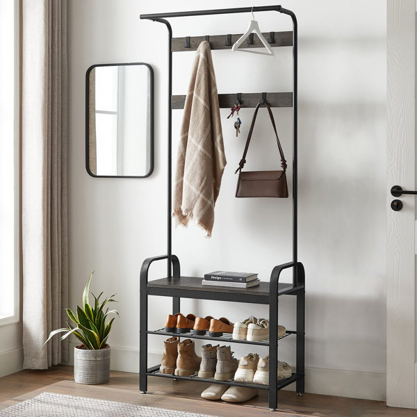 17 Stories Shino Steel Freestanding 9 - Hook Coat Rack | Wayfair