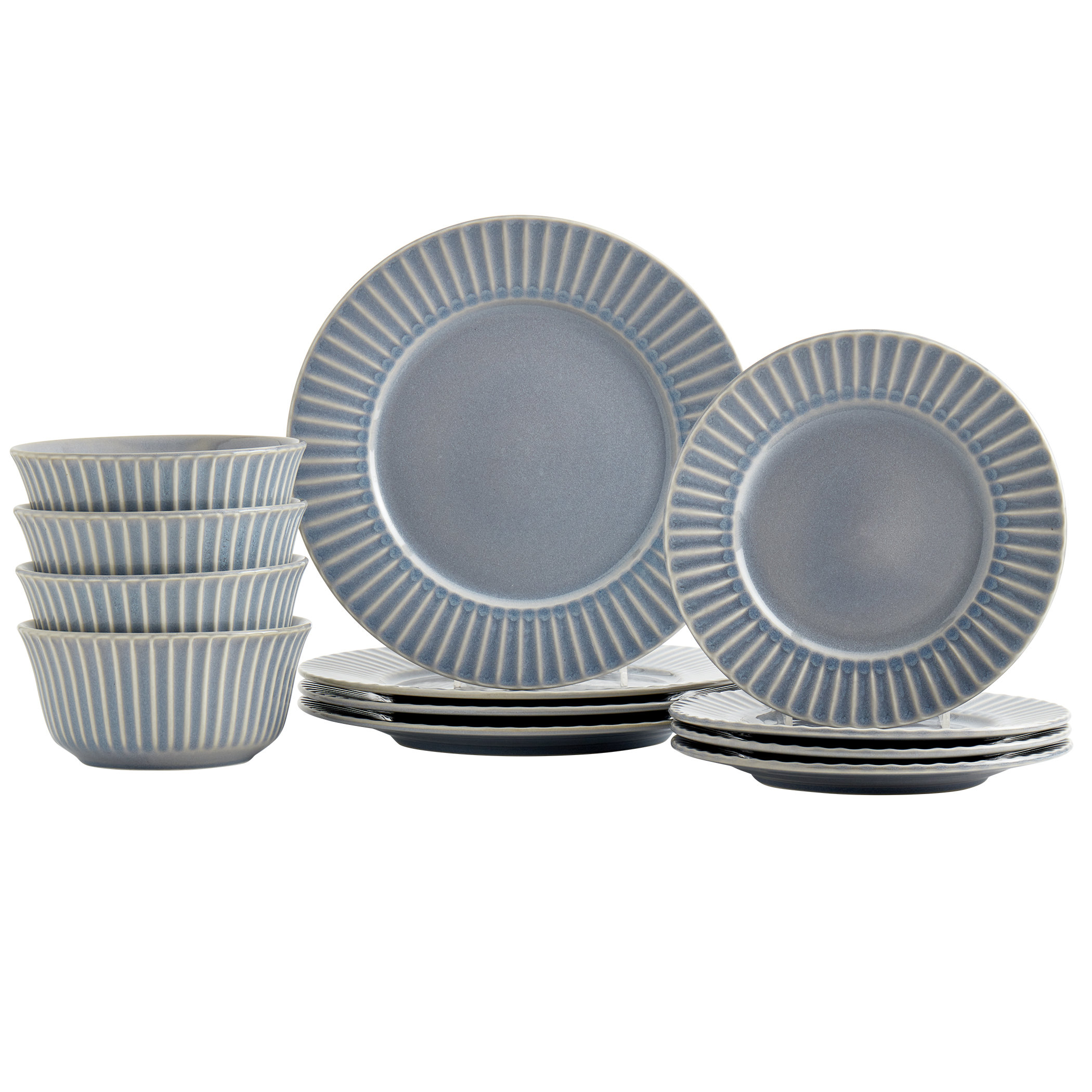 Tabletops Gallery Richmond Collection- 12 Piece Stoneware Embossed ...