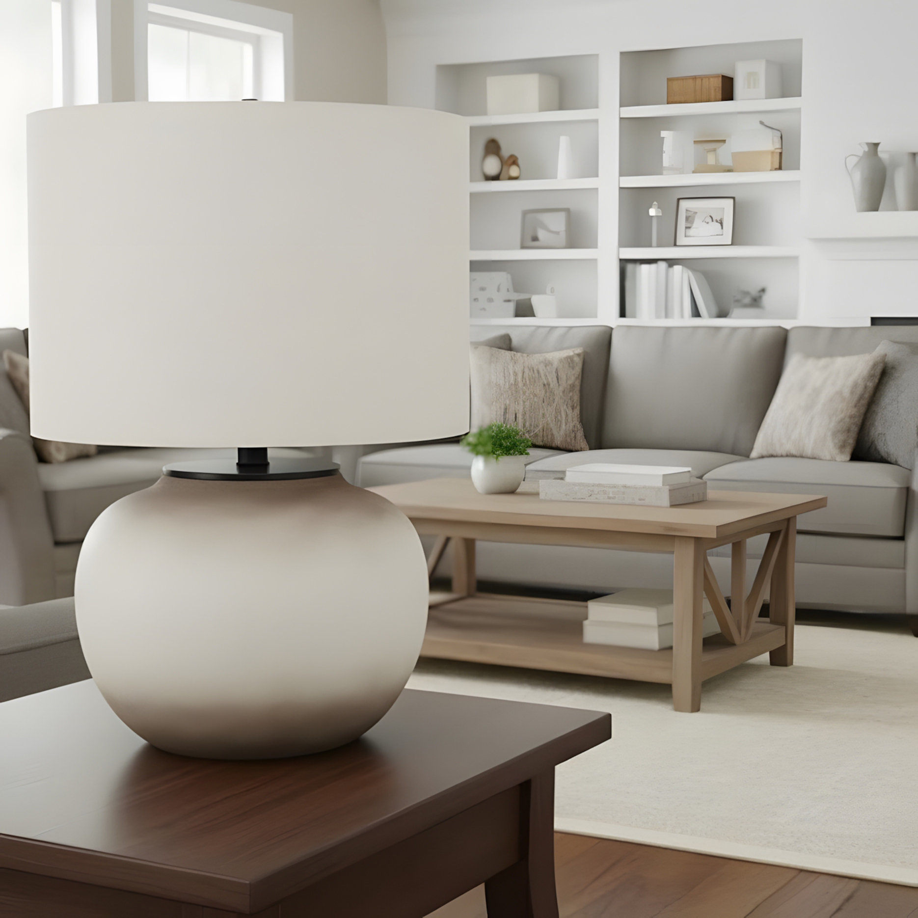 Mercer41 Lighting, 21"h, Table Lamp, Cream Ceramic, Ivory / Cream Shade ...