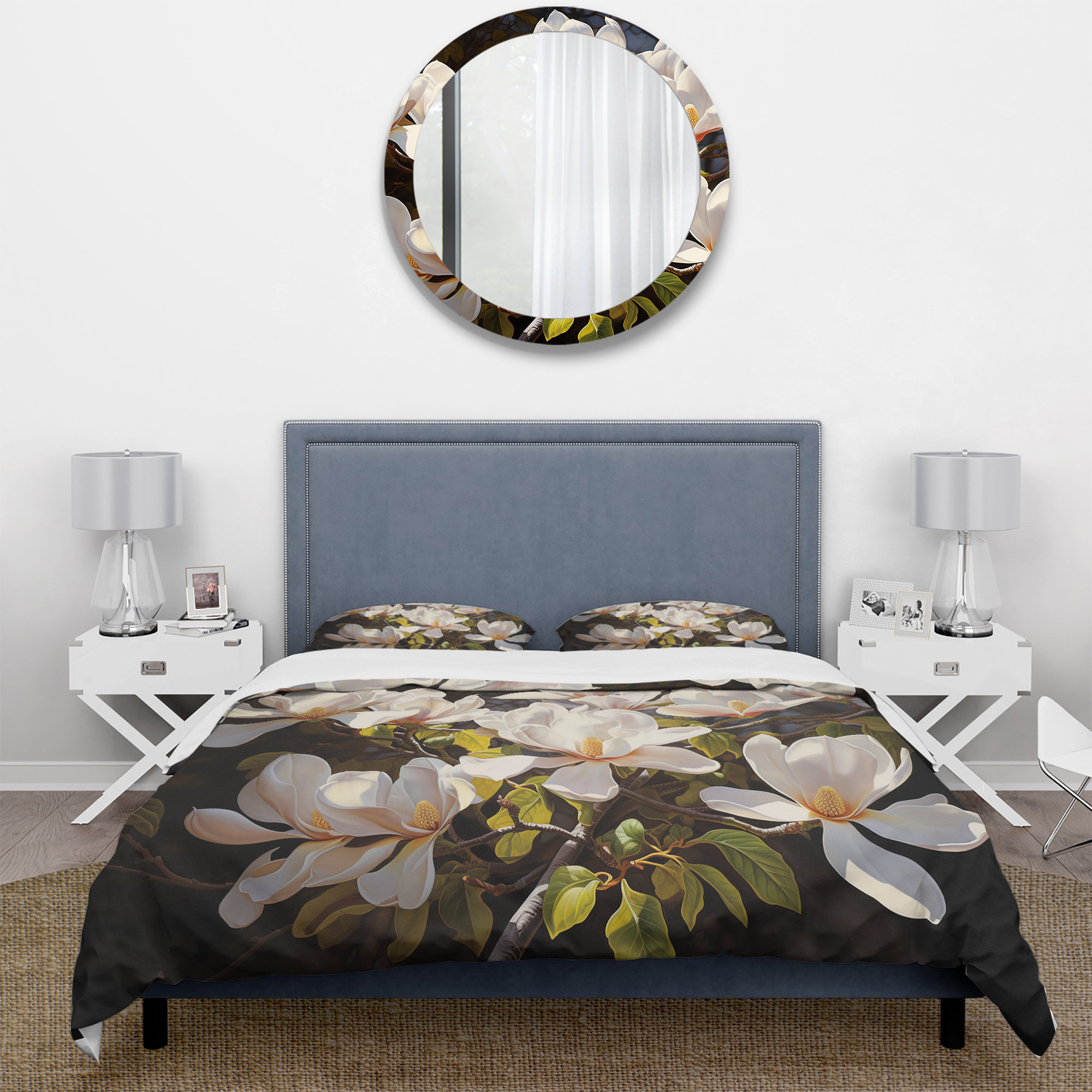 Design Art White Yellow Magnolias Magnolia Bloom - Floral Duvet Cover ...