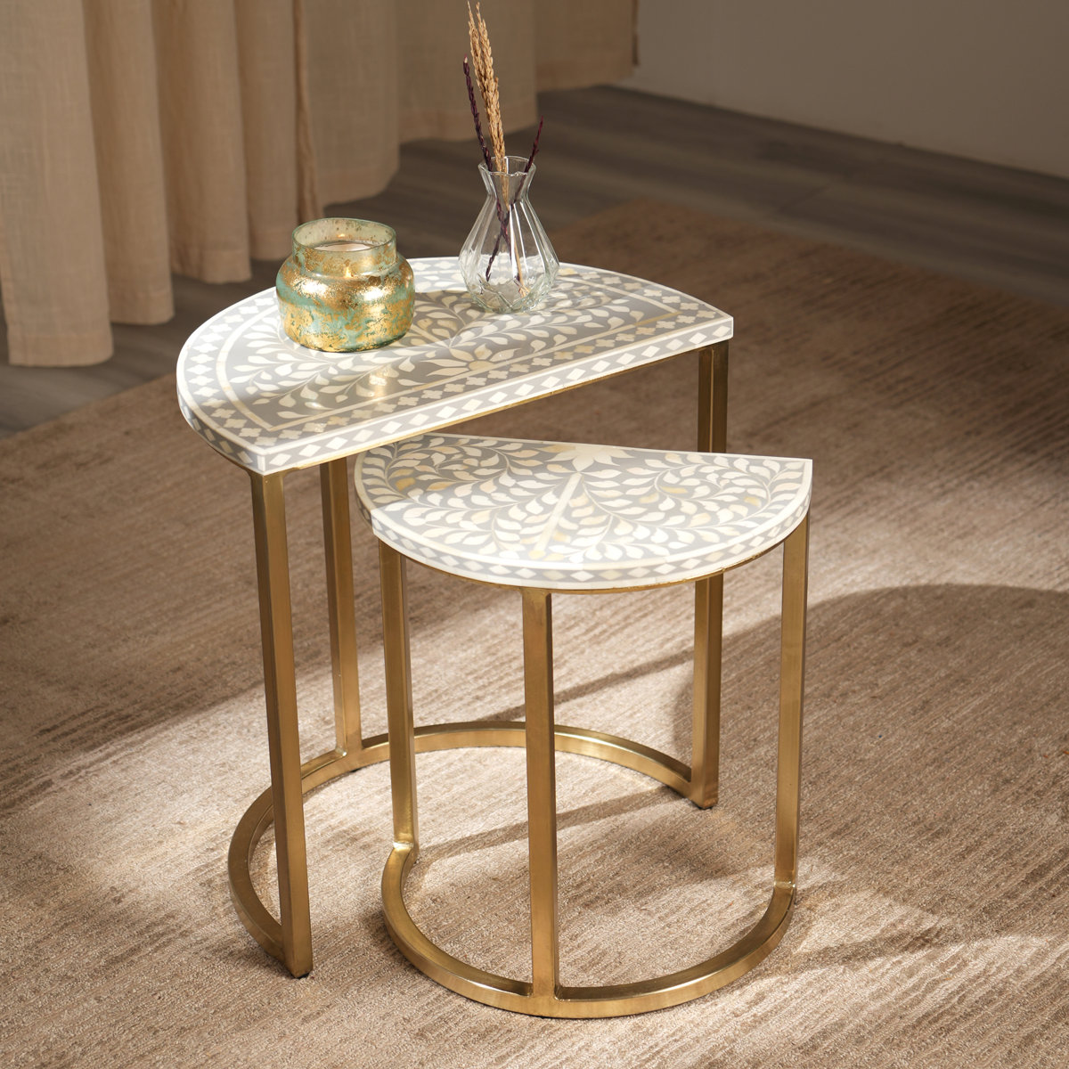Dakota Fields Clotis Bone Inlay End Table | Wayfair