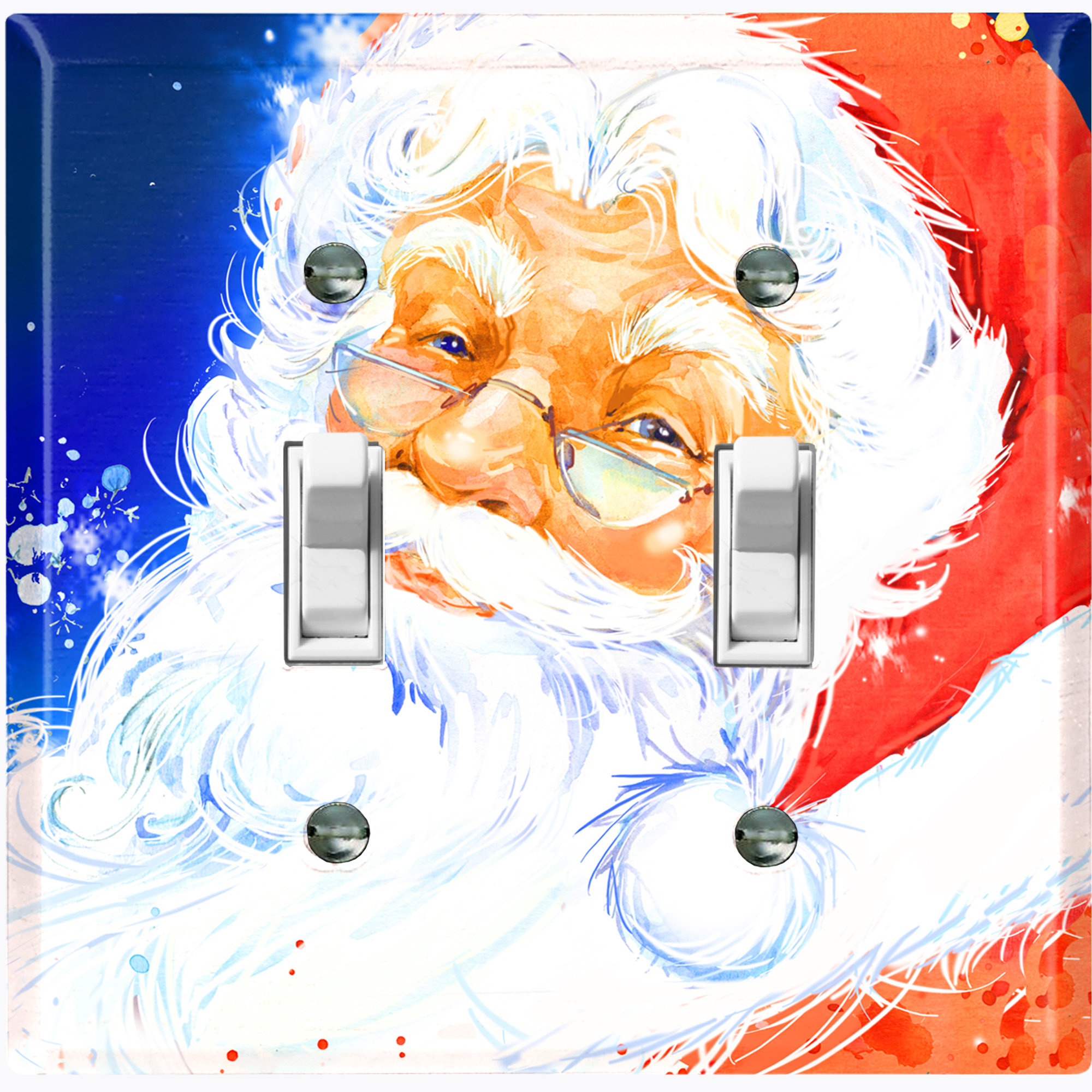 WorldAcc Christmas Santa Claus Blue North Pole 2-Gang Toggle Light ...