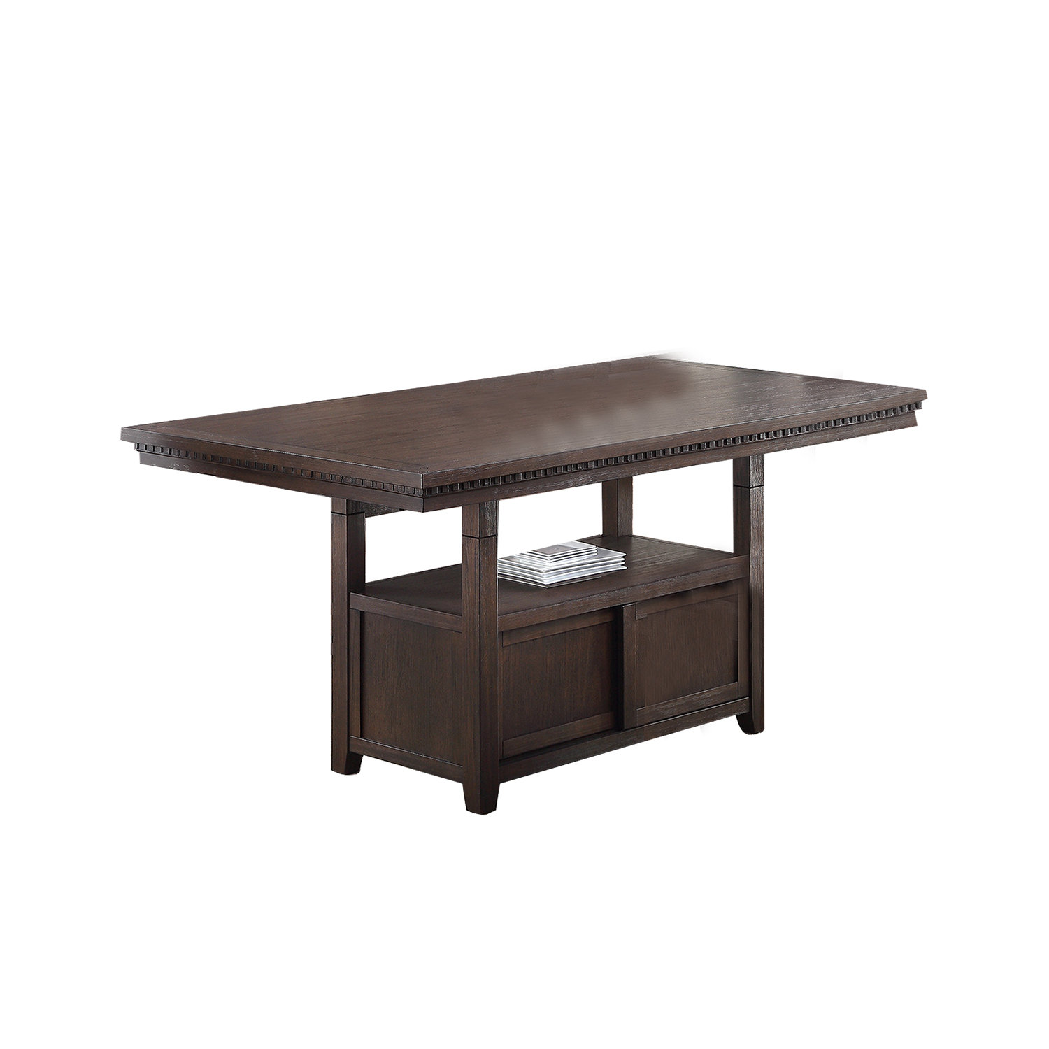 Winston Porter Pine Wood Counter Height Table With Storage - Wayfair Canada