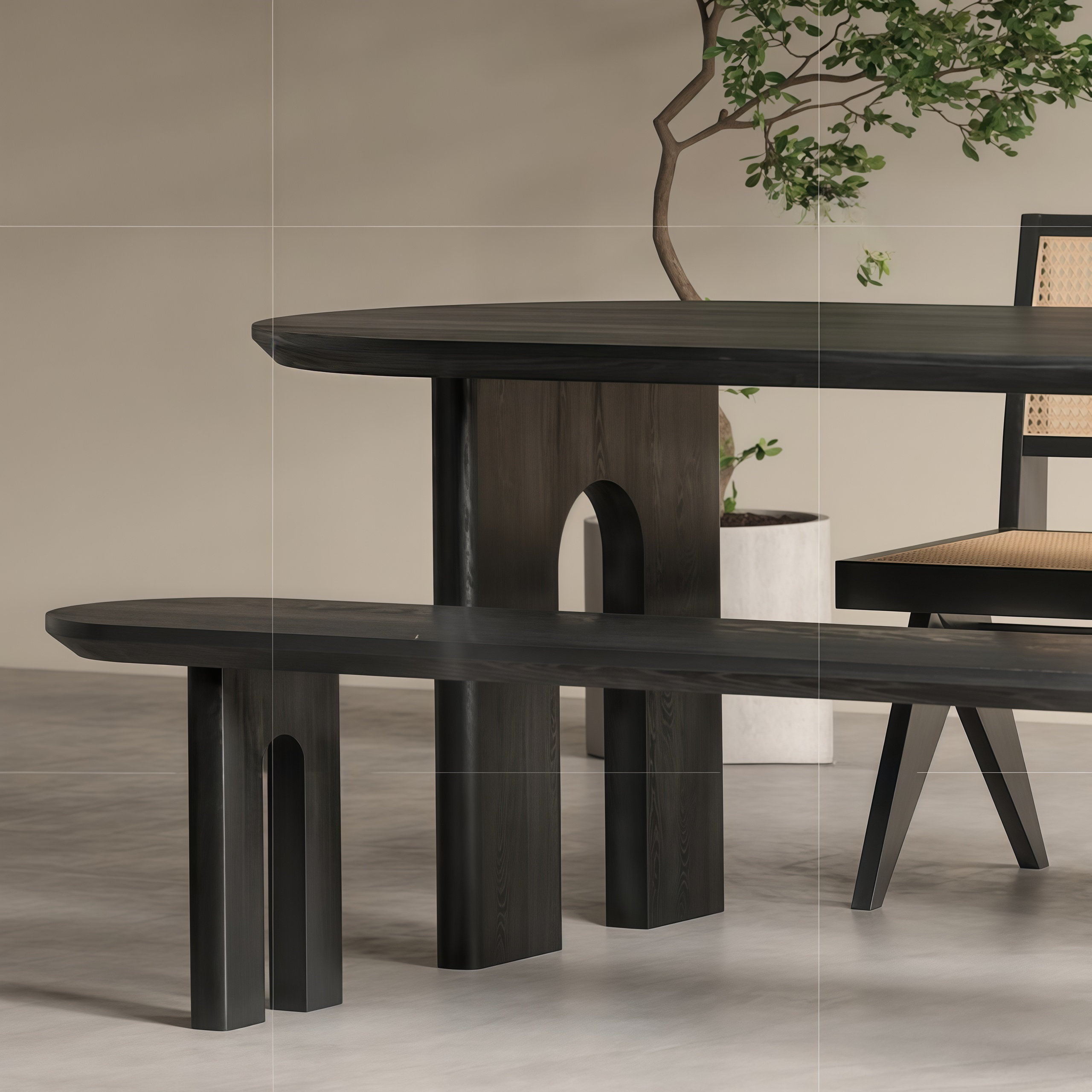 Hokku Designs Black Free Form Modern Solid Wood Dining Table | Wayfair