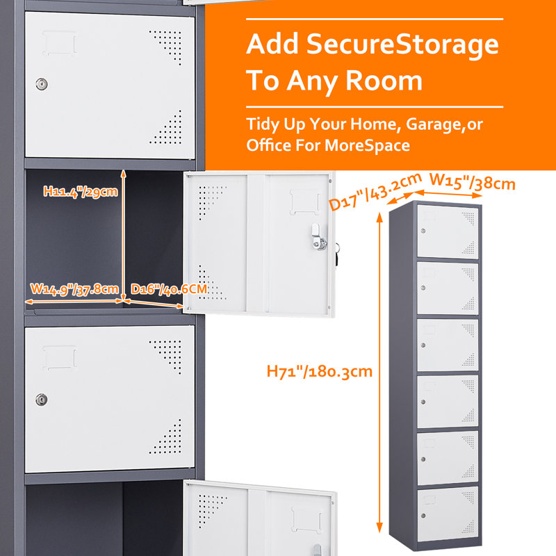 Steelcube 15 Wide Steel Storage Locker with 6 Doors for Employees ...