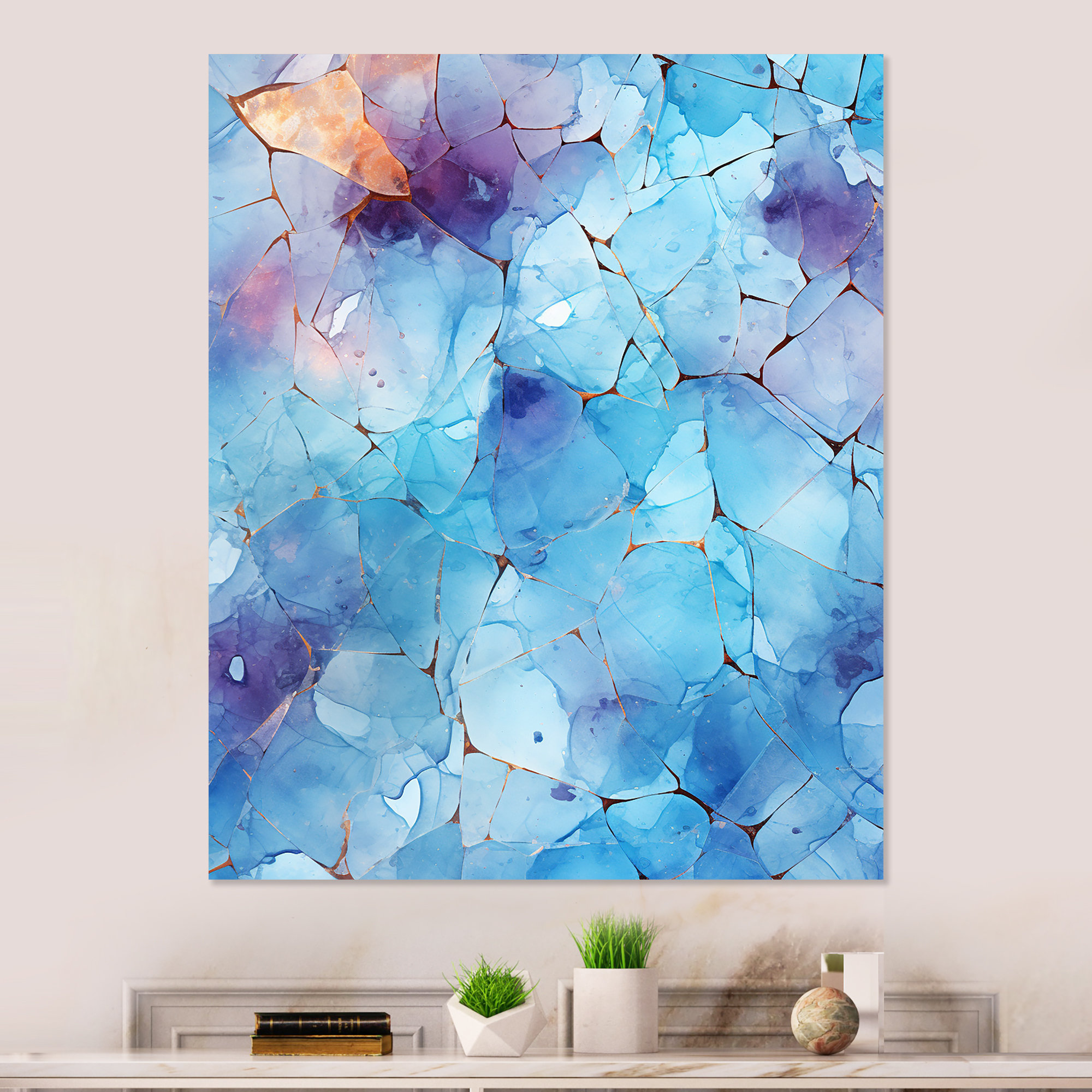 Ivy Bronx White Blue Frosty Collage I - Abstract Collages Metal Wall ...