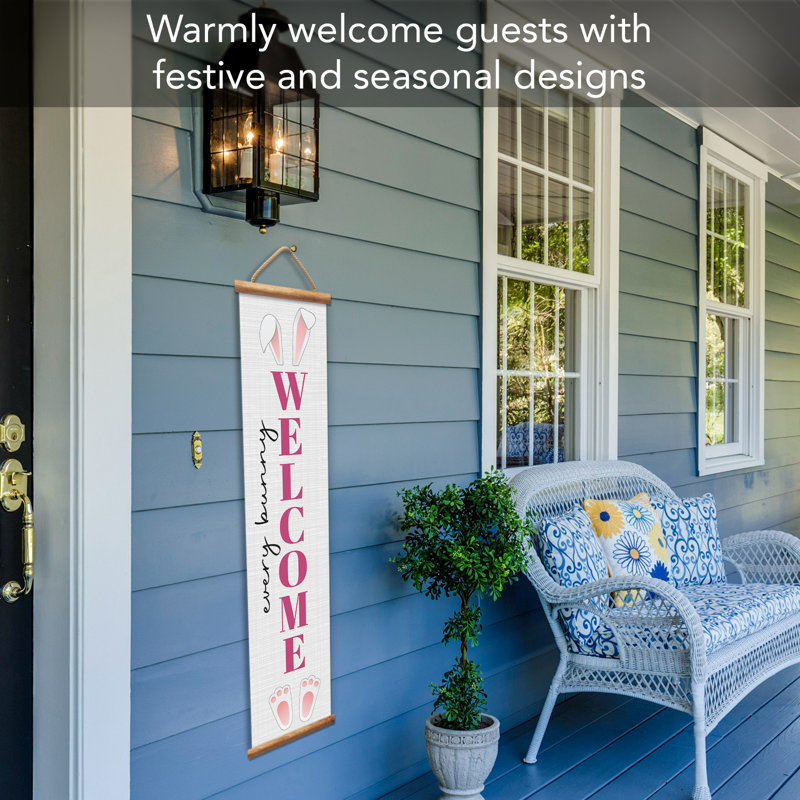 Arlmont & Co. Bunny Welcome Decorative Indoor/Outdoor Hanging Welcome ...