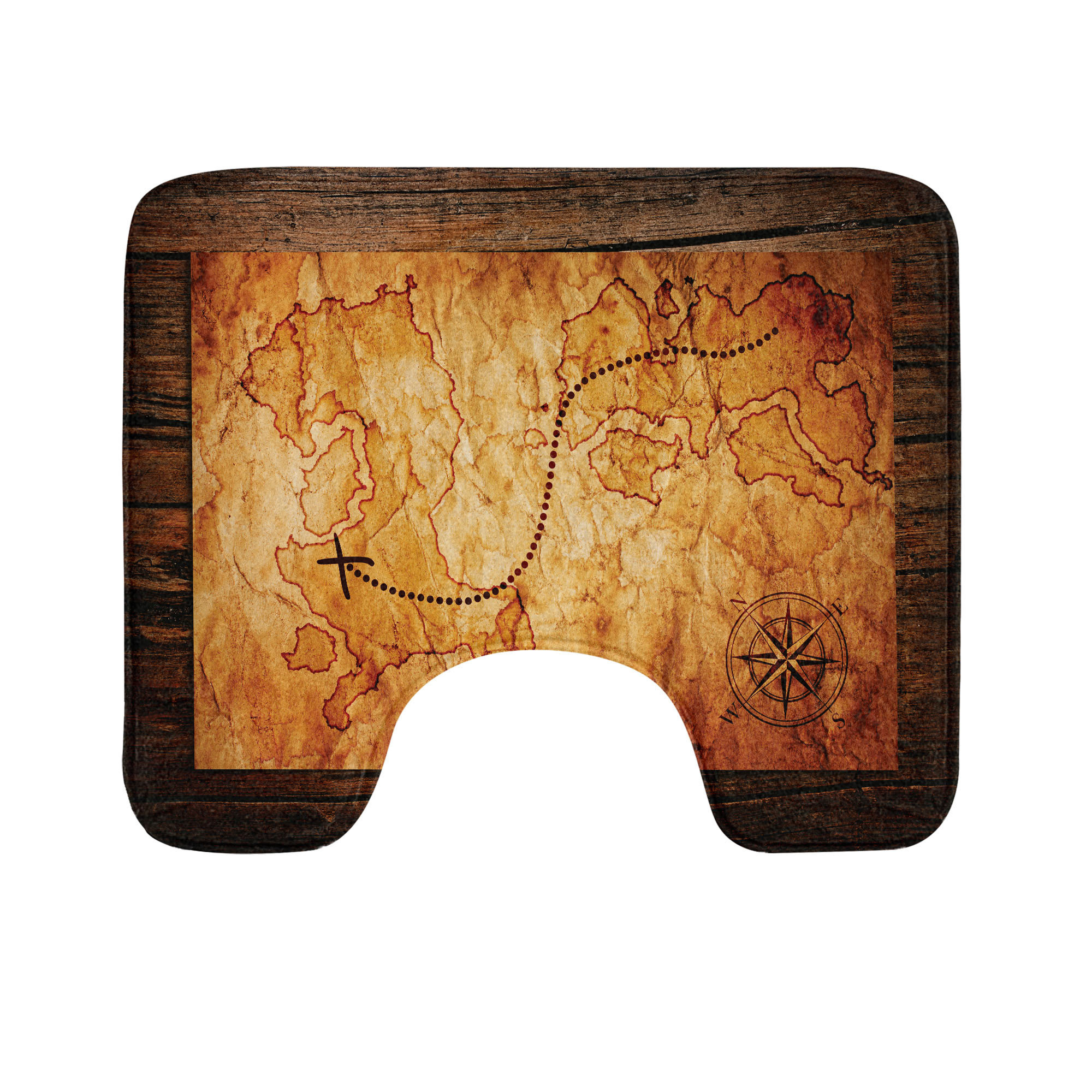 East Urban Home Map Toilet Mat U-Shape Bathroom Rug 20" Orange Brown ...