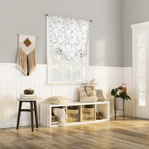 Winston Porter Mangano Embroidered Foliage Semi-Sheer Rod Pocket Window ...