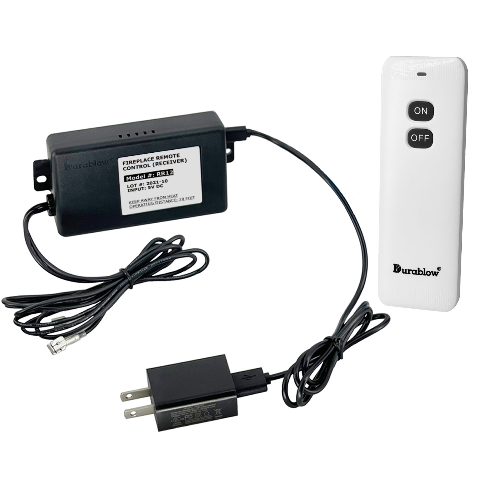 Durablow Gas Fireplace Remote Control Kit for Replaces (On/Off + Input ...