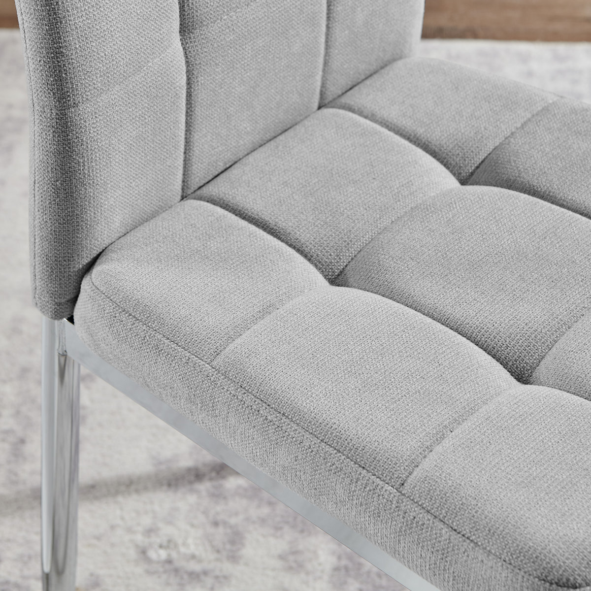 East Urban Home Pallo Button Tufting Fabric Luxury Dining Chairs ...