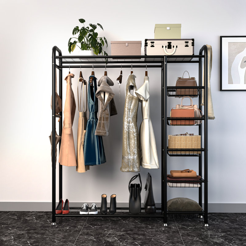 Rebrilliant 68.1''H Metal Portable Clothing Garment Rack with Hanging ...