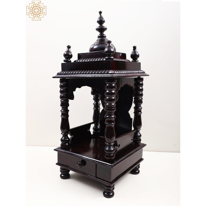 Exotic India 24" Designer Wooden Temple with Drawer | Wayfair