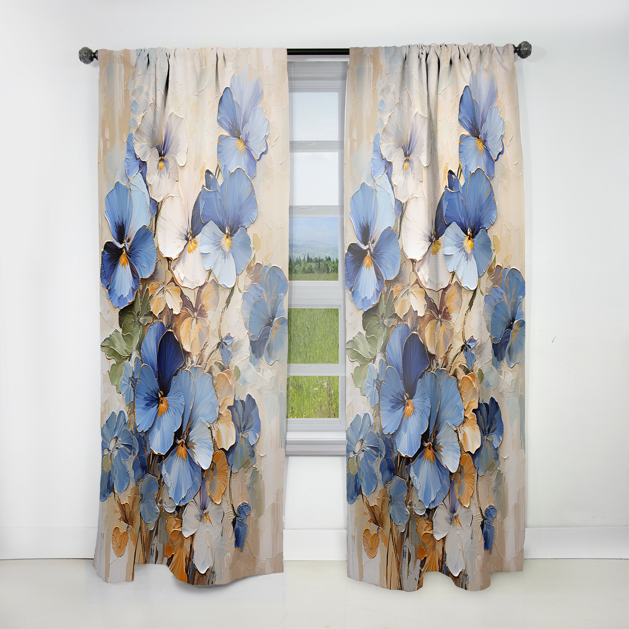 East Urban Home Ellie Blue And Gold Minimalism Pansy Radiance Bouquet ...