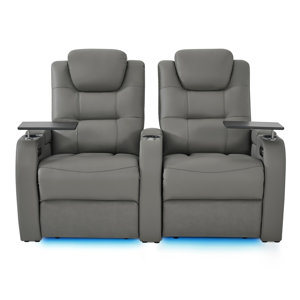 Ivy Bronx Leather Home Theater Seating Dual Power Movie Theater Chairs ...