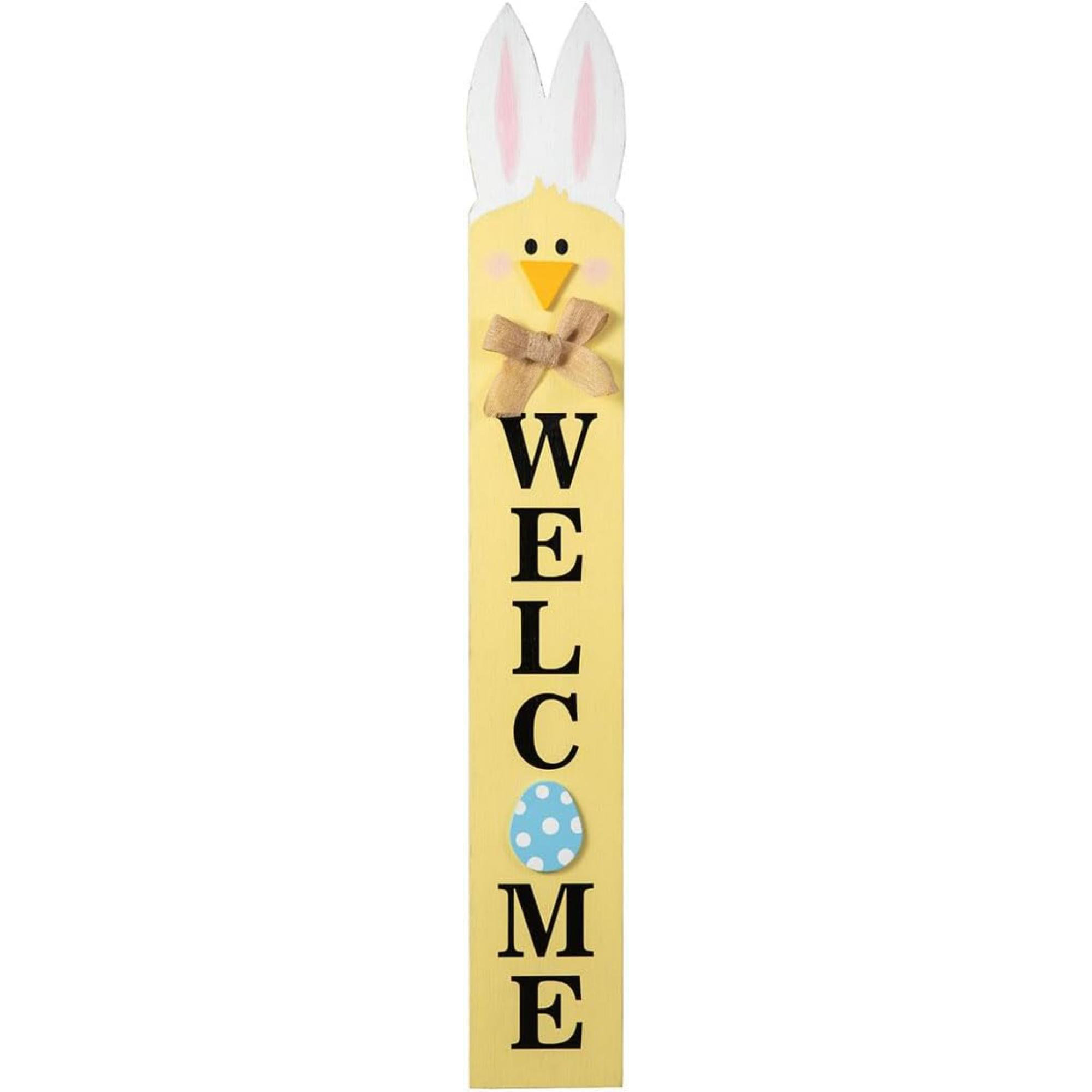The Holiday Aisle® 42" H Wooden Double-Sided Easter Welcome Porch Sign ...