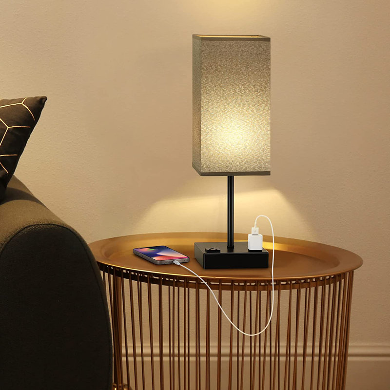 Wrought Studio™ Damontray Metal USB Table Lamp | Wayfair