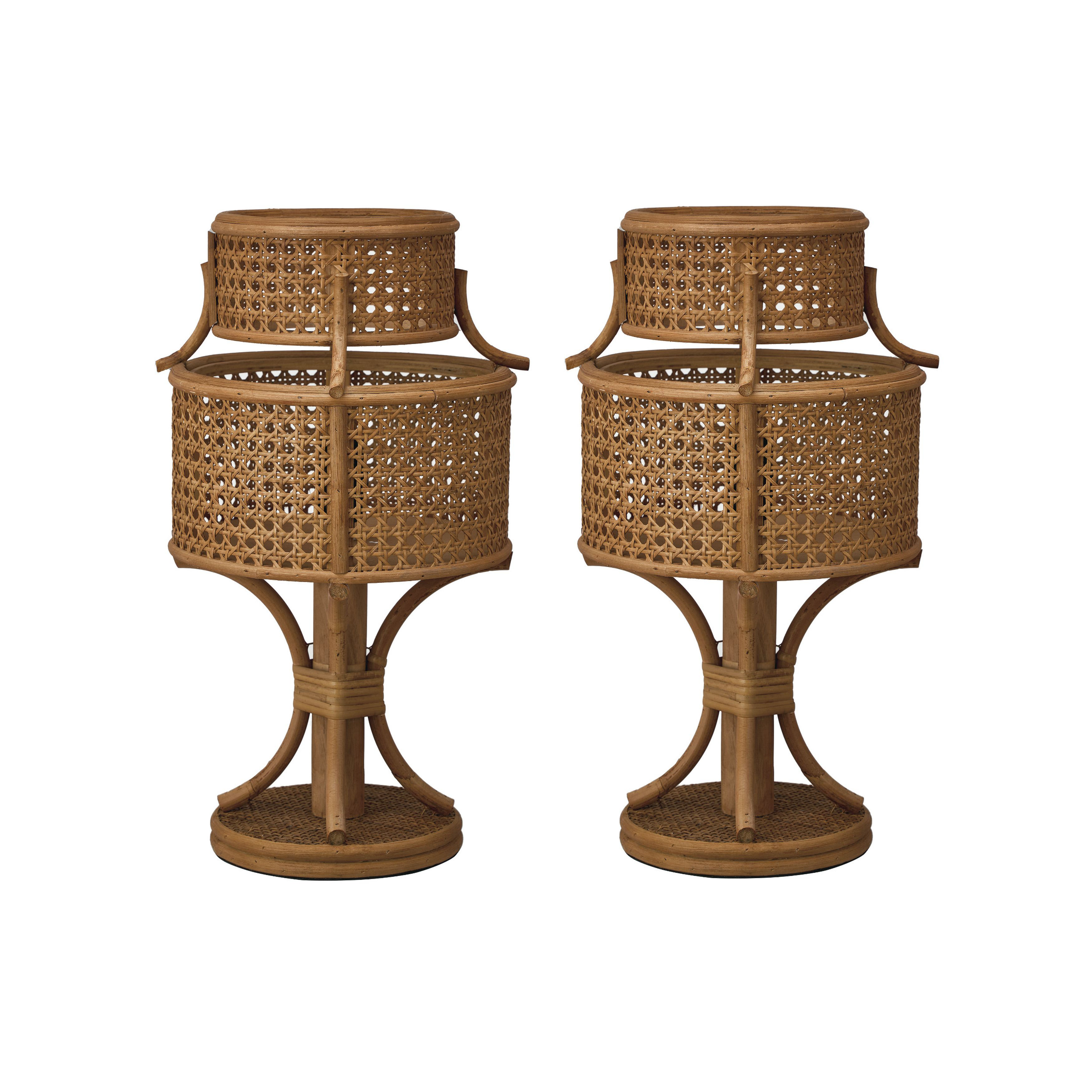 Bungalow Rose Rustic Rattan Vintage Reproduction Table Lamp Set | Wayfair